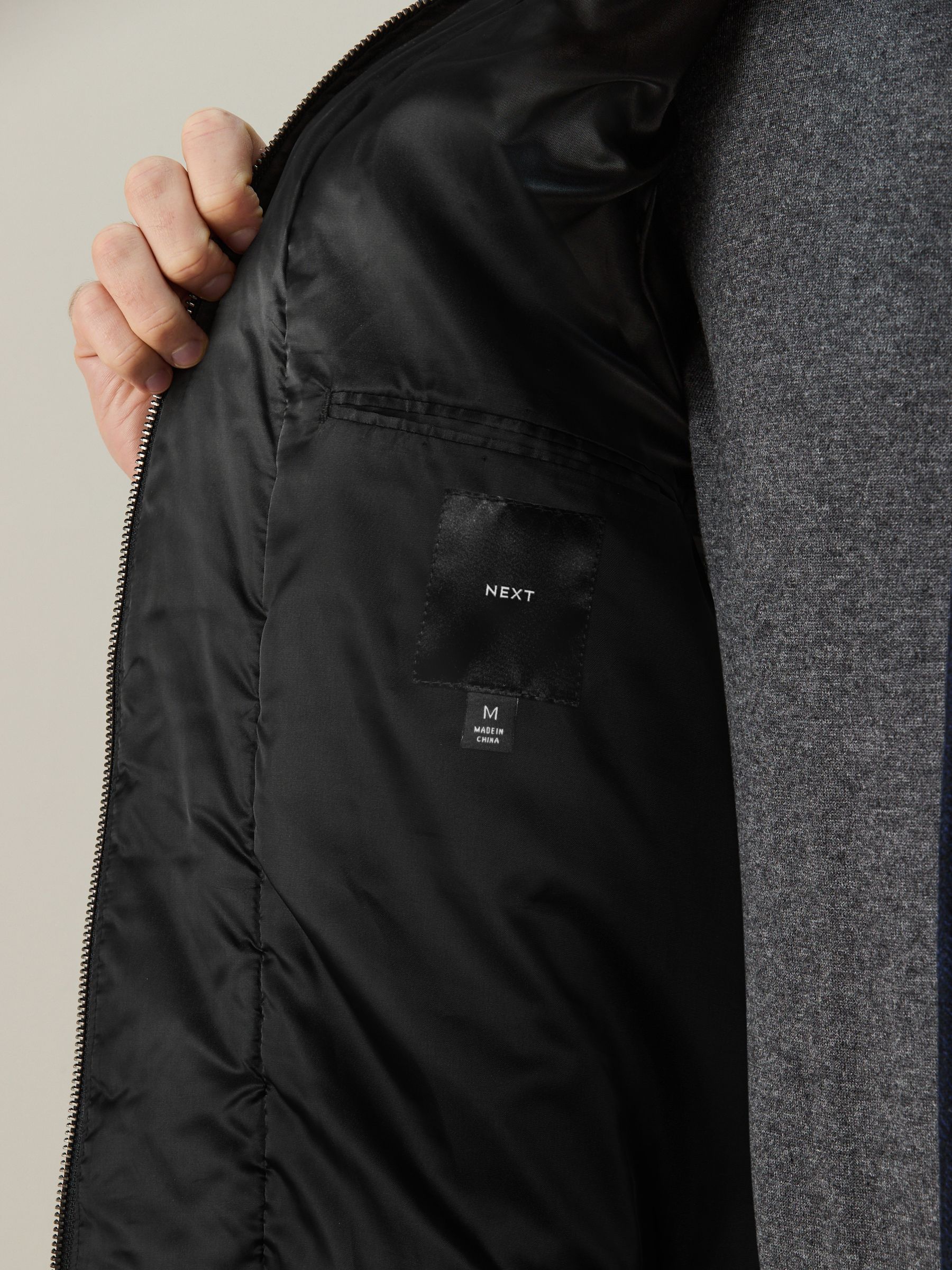 Buy Navy Blue Wool Blend Mock Gilet Herringbone Padded Coat from Next ...