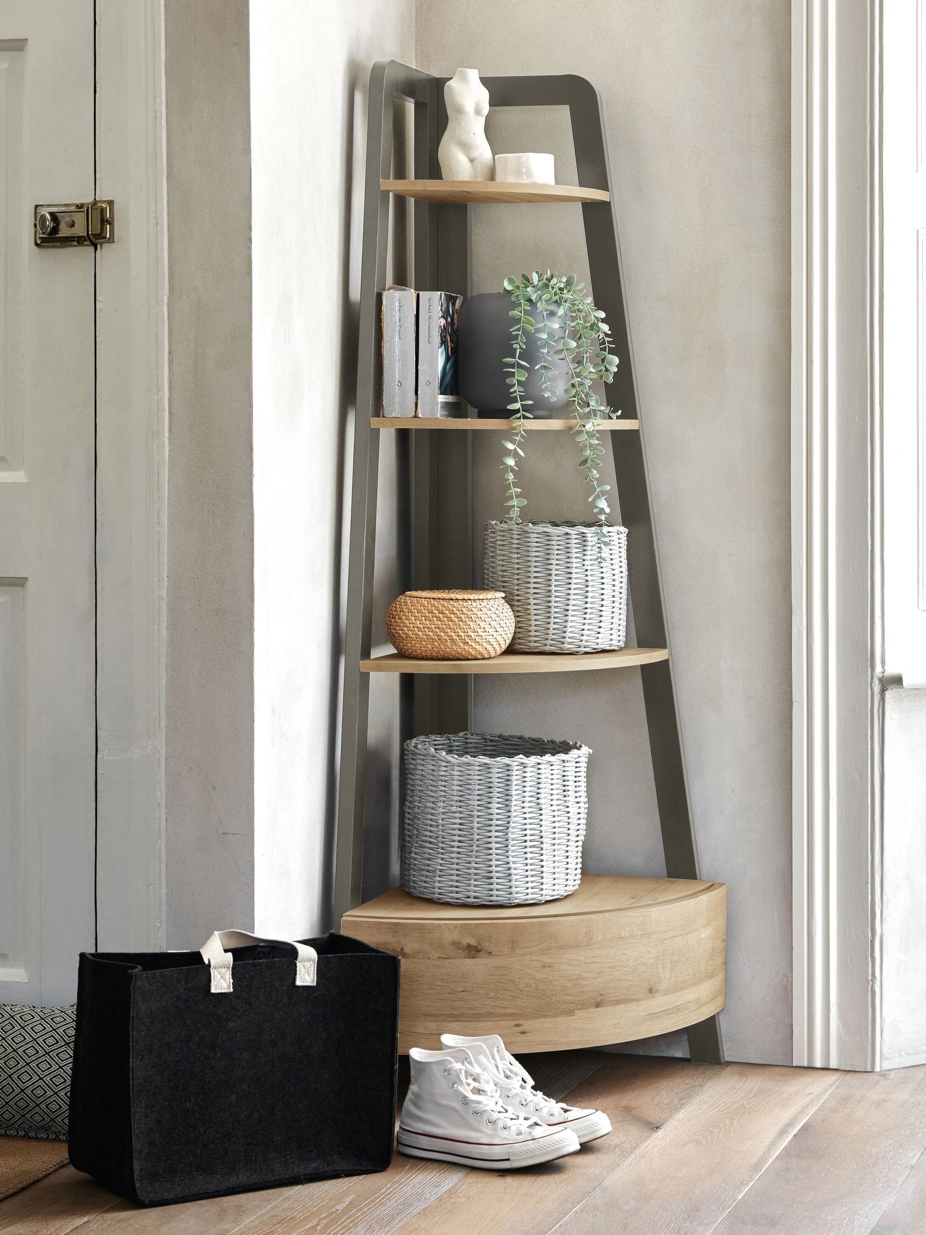 Buy Light Bronx Oak Effect Corner Ladder Shelf from the Next UK online shop