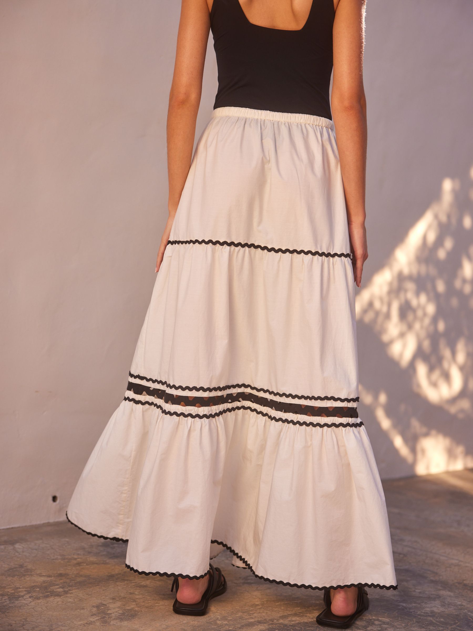 Buy White/Black Rik Rak Maxi Skirt from the Next UK online shop