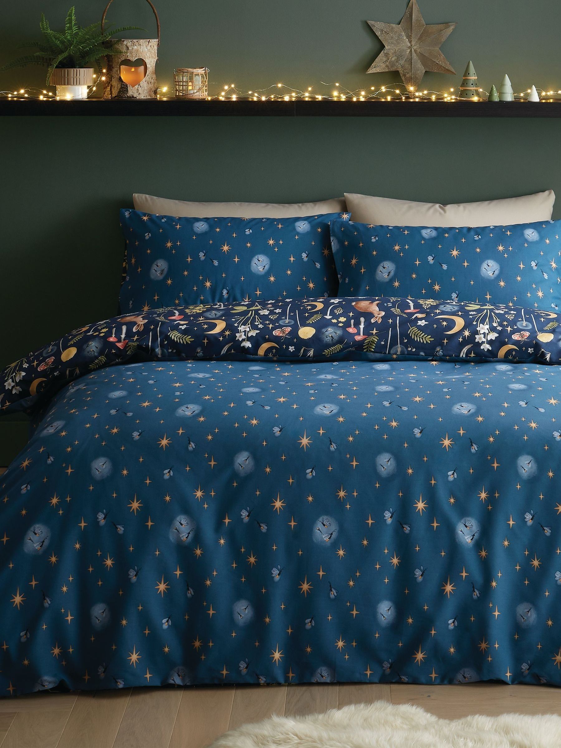 Buy Catherine Lansfield Blue Enchanted Twilight Animals Duvet Cover and ...