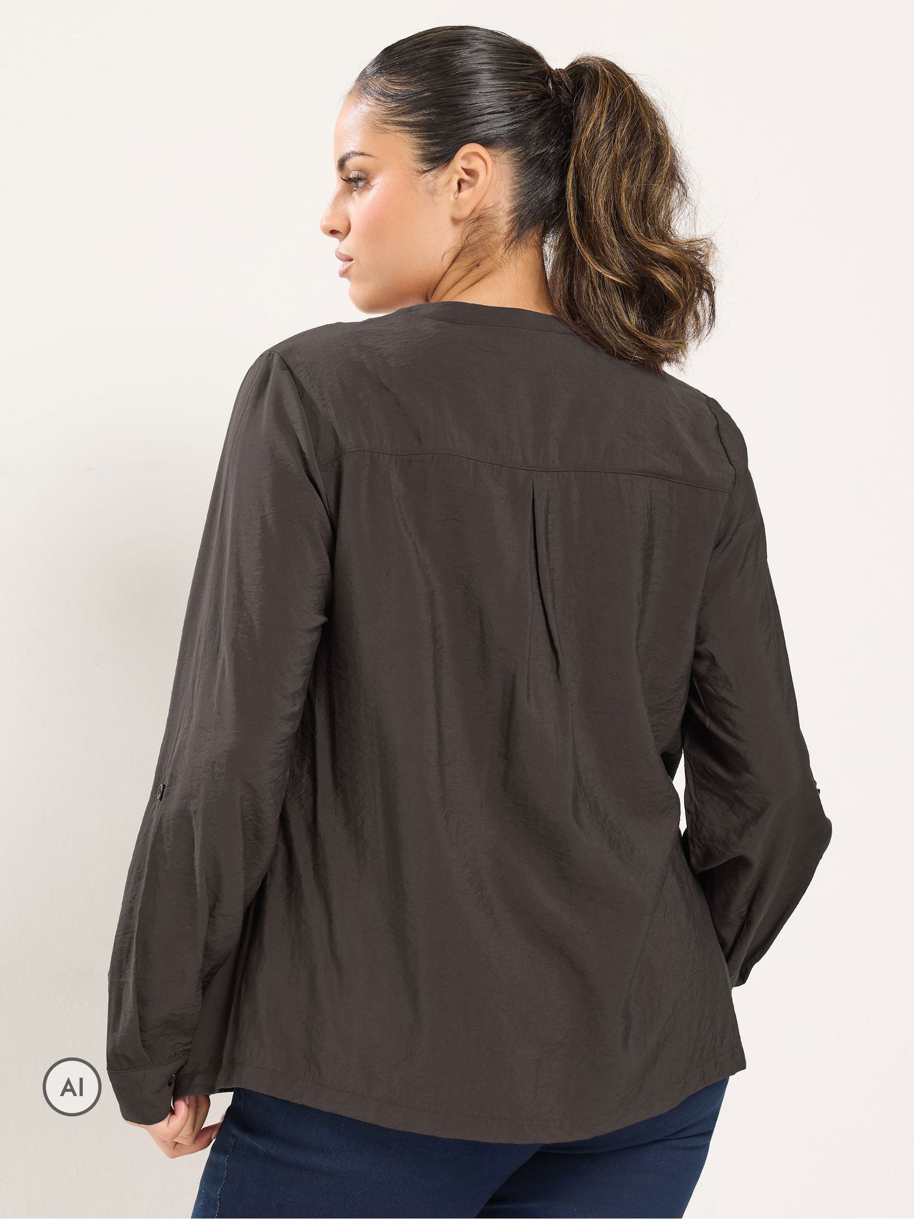 Buy Yours Curve Brown Zip Detail Blouse from Next USA