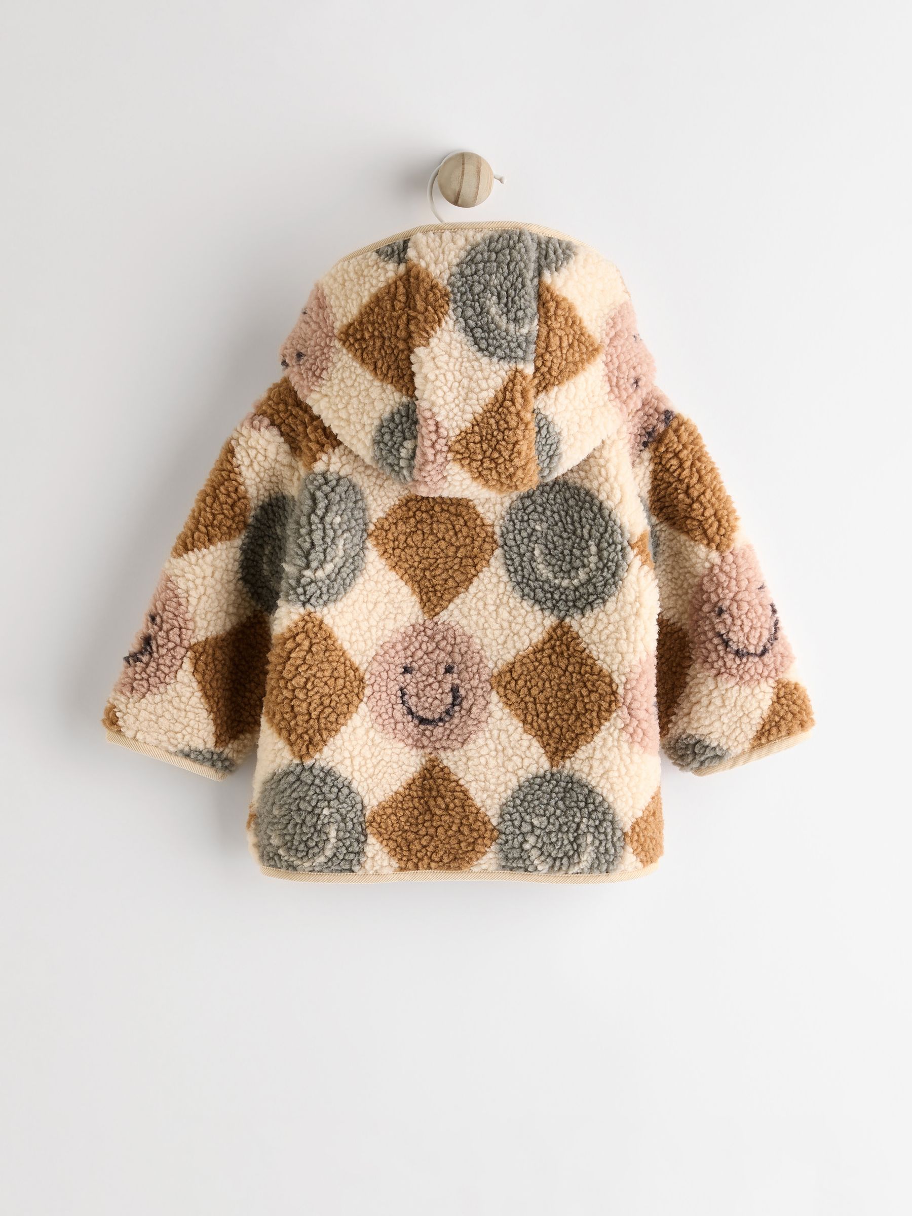 Buy Cream/Brown Baby Borg Hooded Fleece Jacket (0mths-2yrs) from the ...