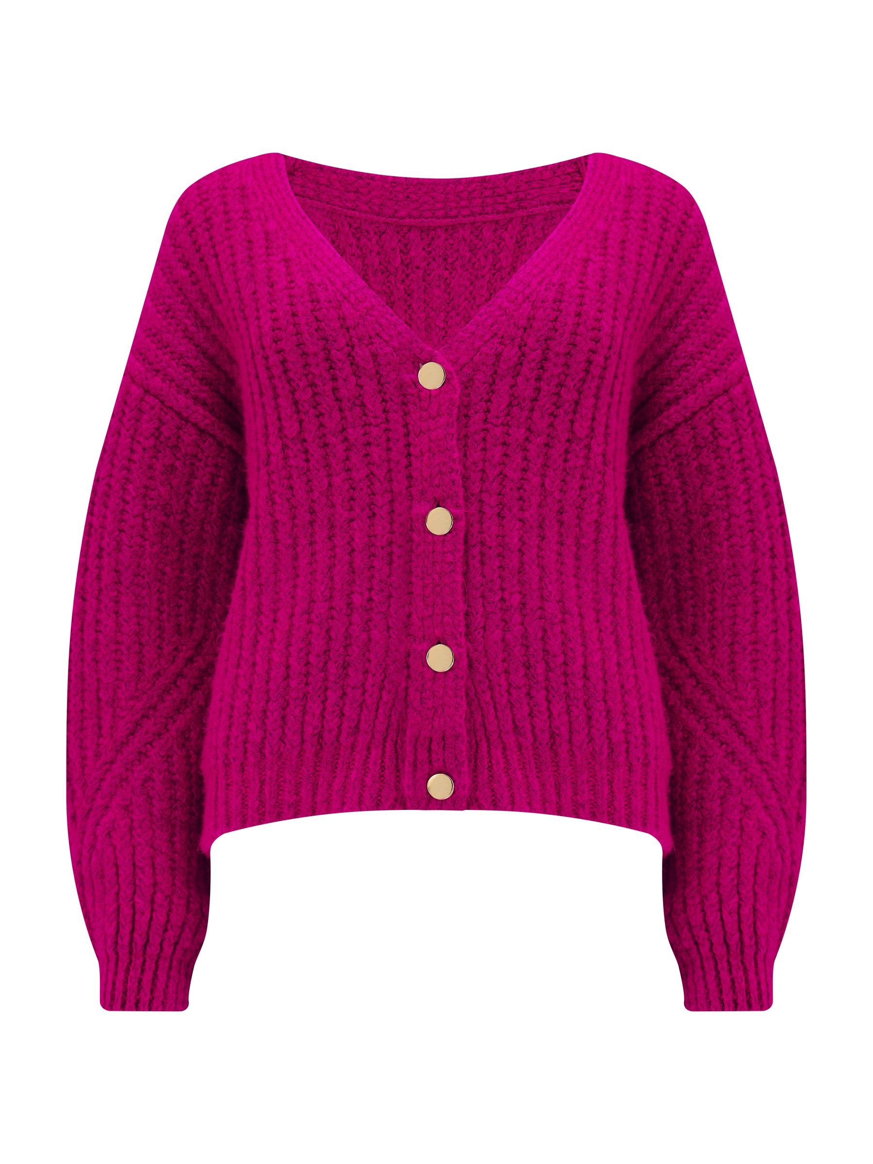 Buy Pour Moi Pink Kelsey Chunky Knit Button Through Cardigan from the ...
