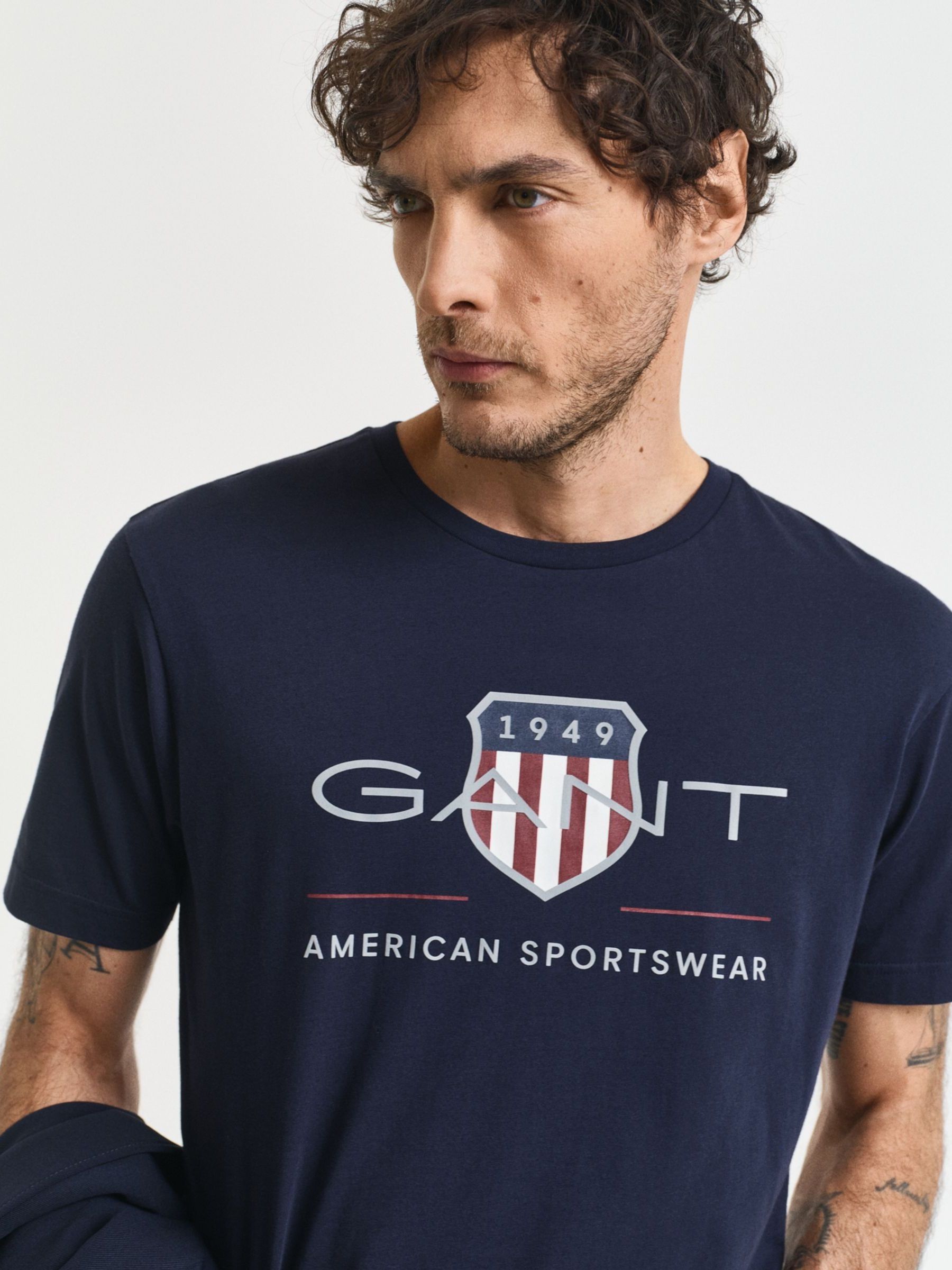 Buy GANT Blue Navy Shield Logo Cotton T-Shirt from Next Ireland