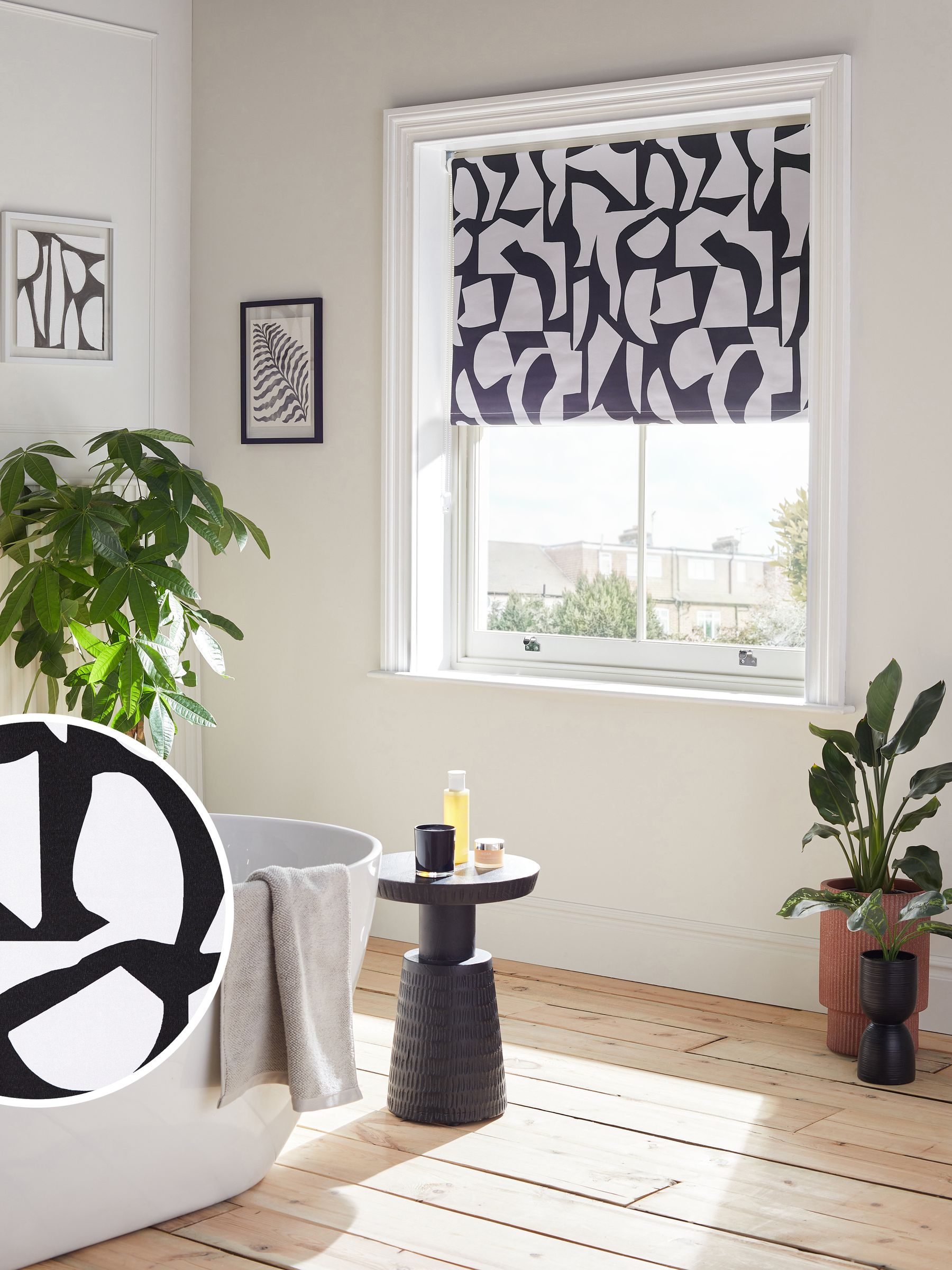 Buy Black/White Ready Made Blackout Moisture Resistant Roller Blind ...