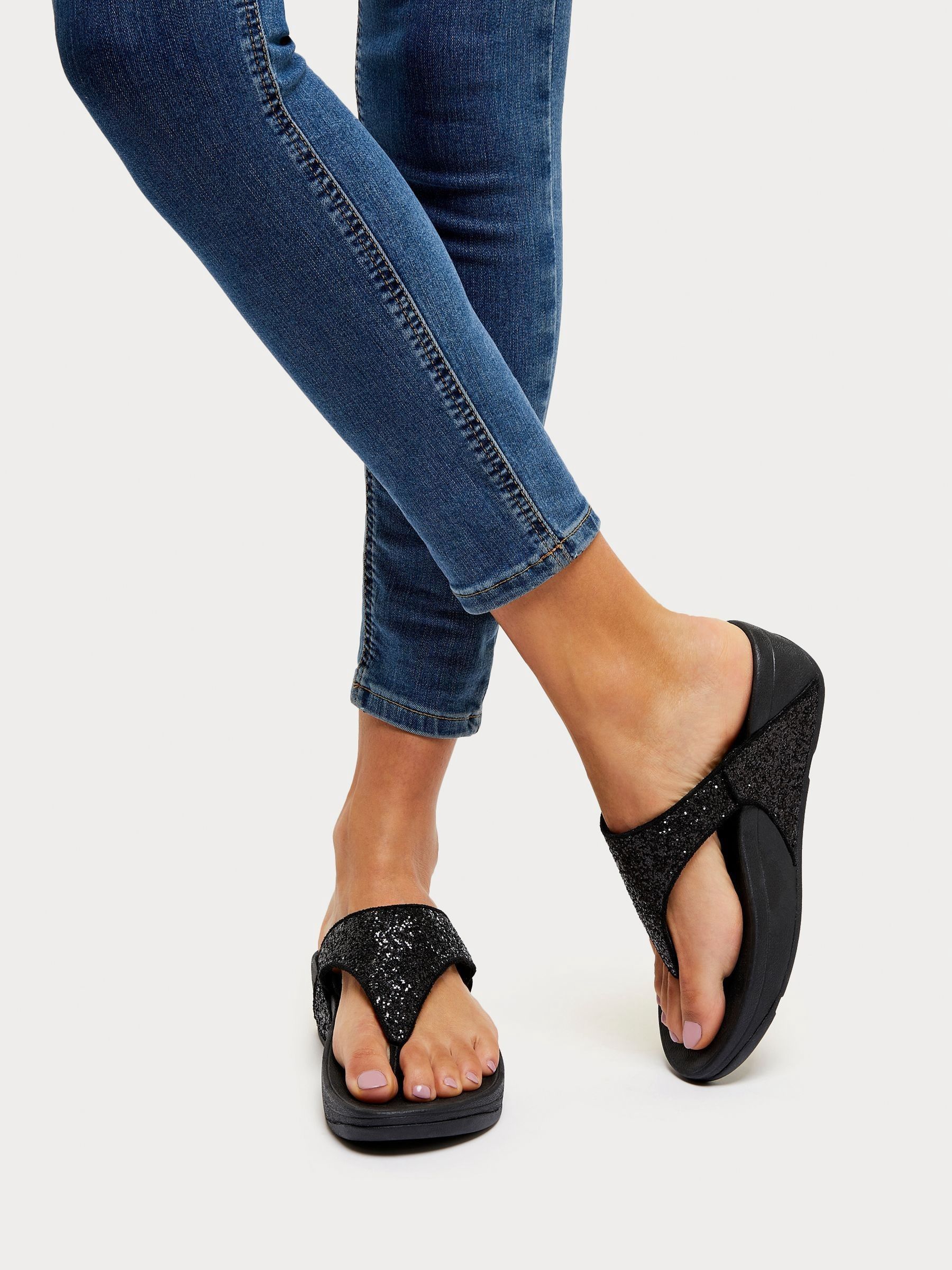 Buy FitFlop Blue Lulu Glitter Toe-Post Sandals from Next Ireland