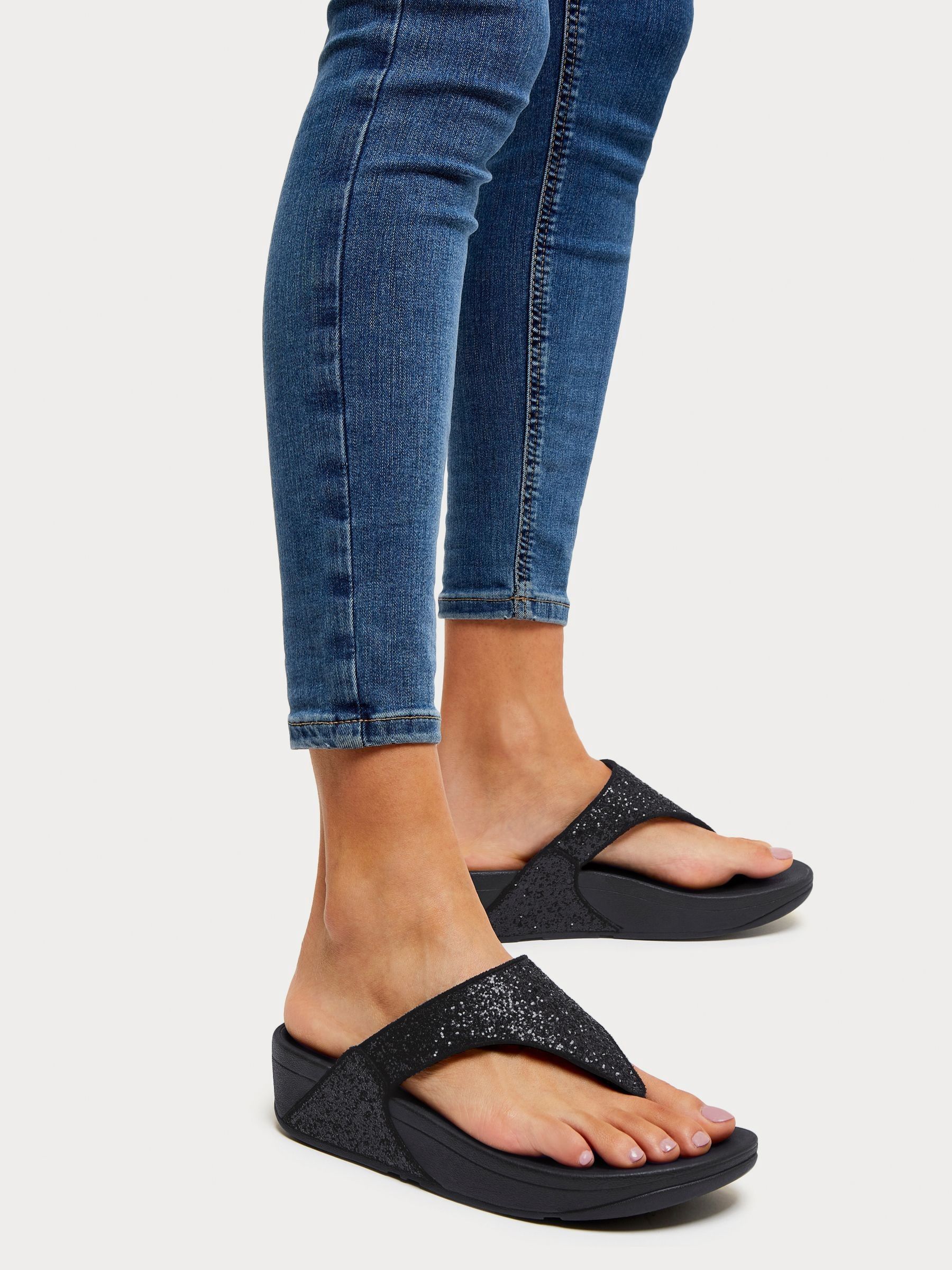 Buy FitFlop Blue Lulu Glitter Toe-Post Sandals from Next Ireland
