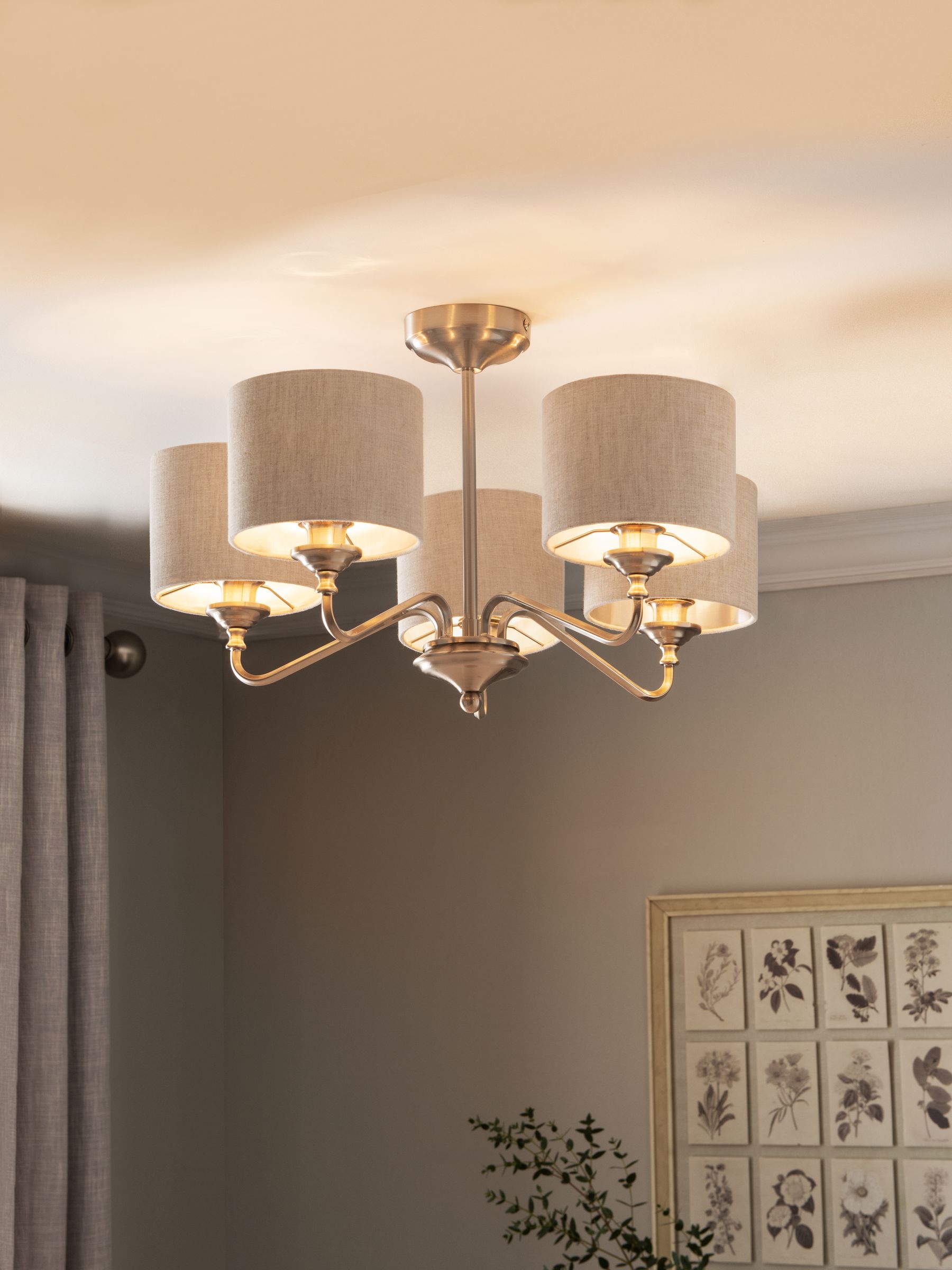 Buy Brushed Nickel Burford 5 Light Height Adjustable Light from the ...