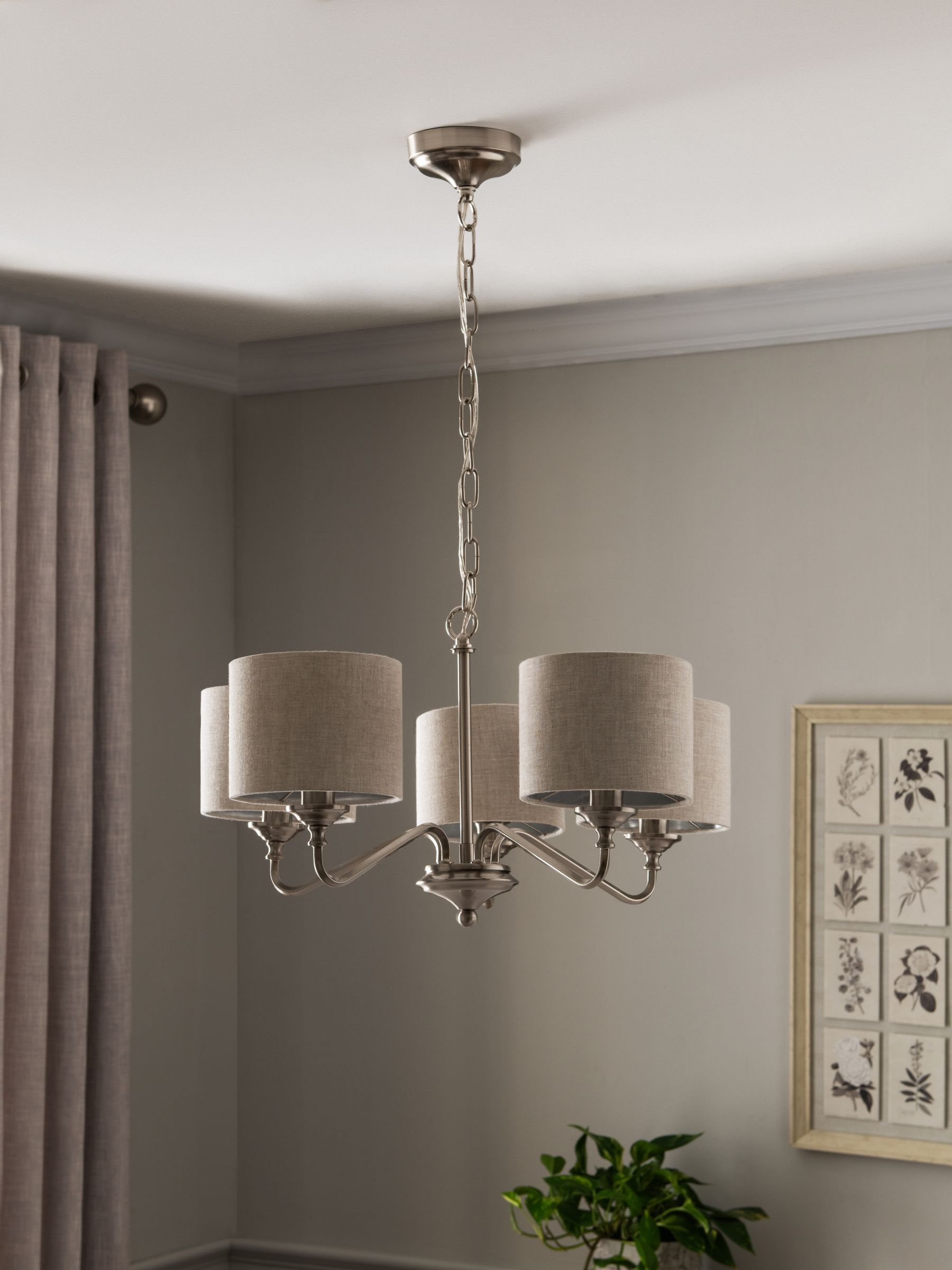 Buy Brushed Nickel Burford 5 Light Height Adjustable Light from Next ...