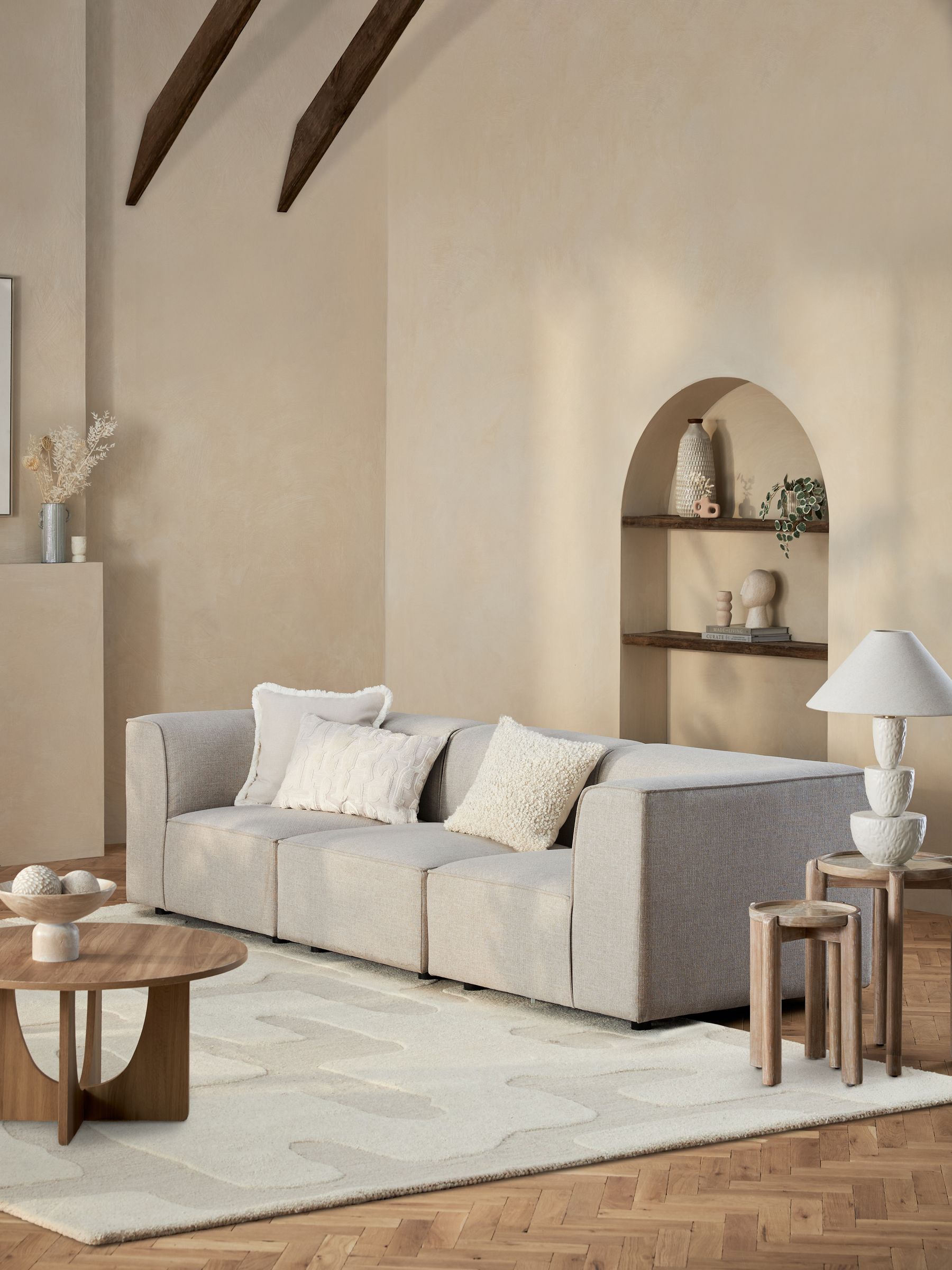 Buy Tweedy Plain Light Natural Alba Modular Sofa Single Corner Piece ...