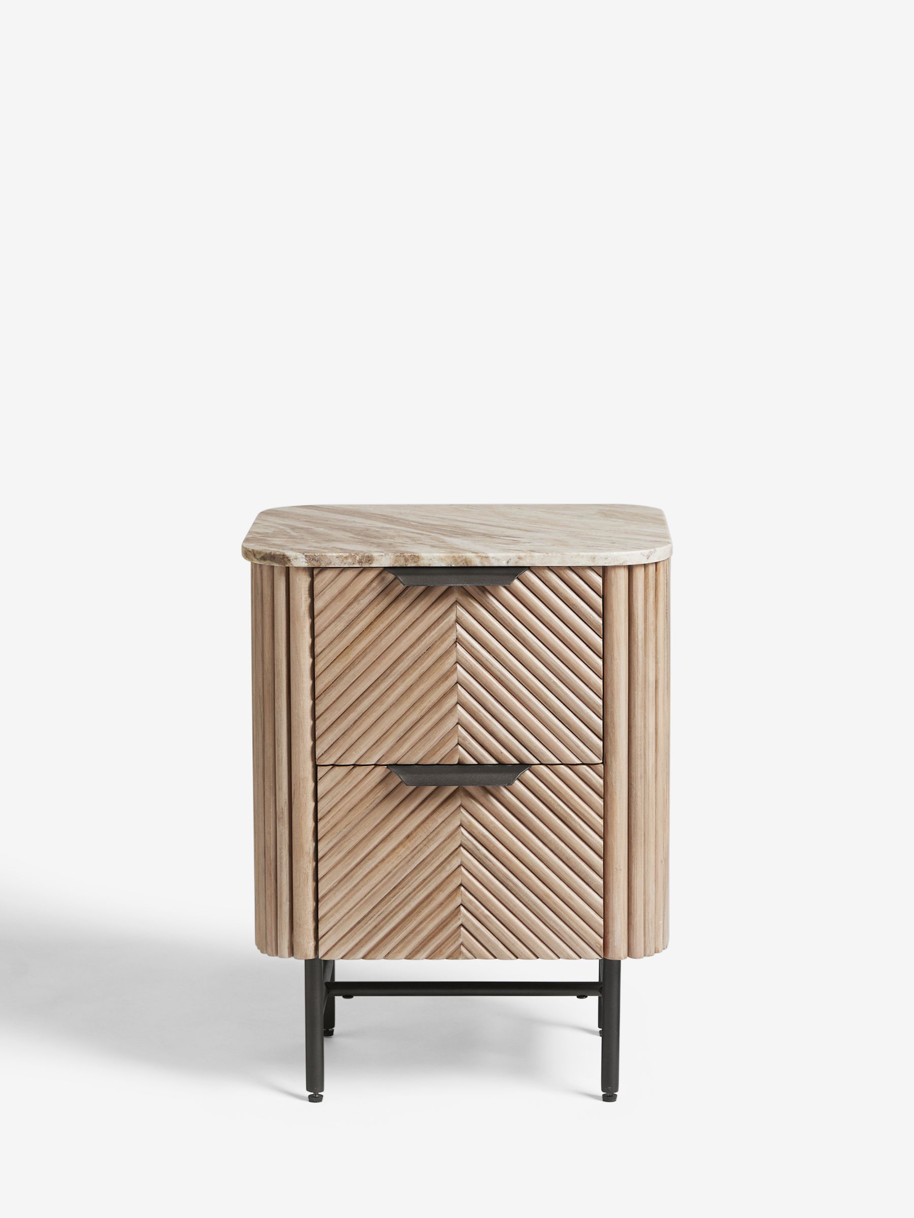 Buy Natural Valencia Marble and Mango Wood 2 Drawer Bedside Table from ...