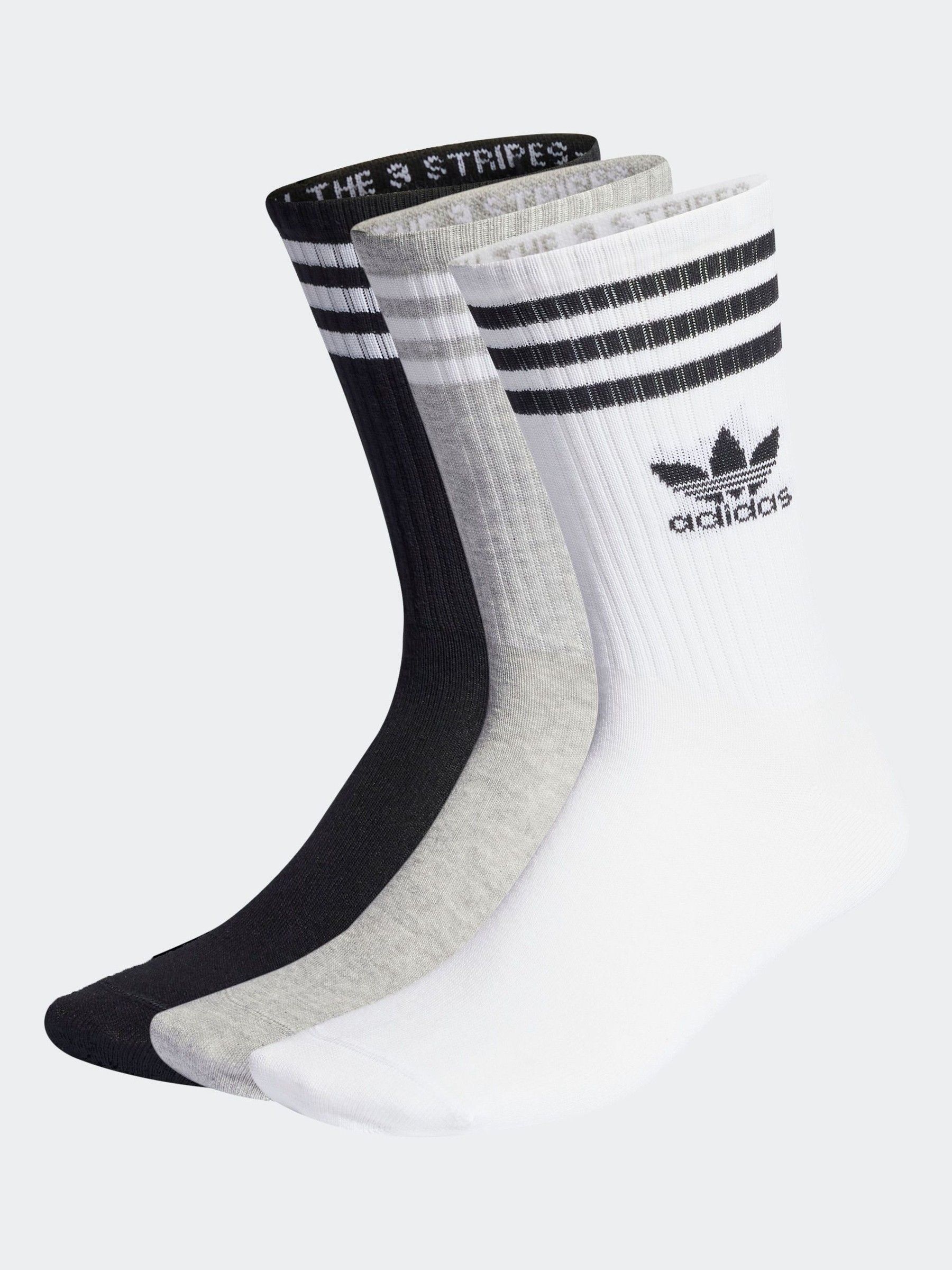 Buy adidas Originals Black/Grey/White Mid Cut Crew Socks 3 Pack from ...