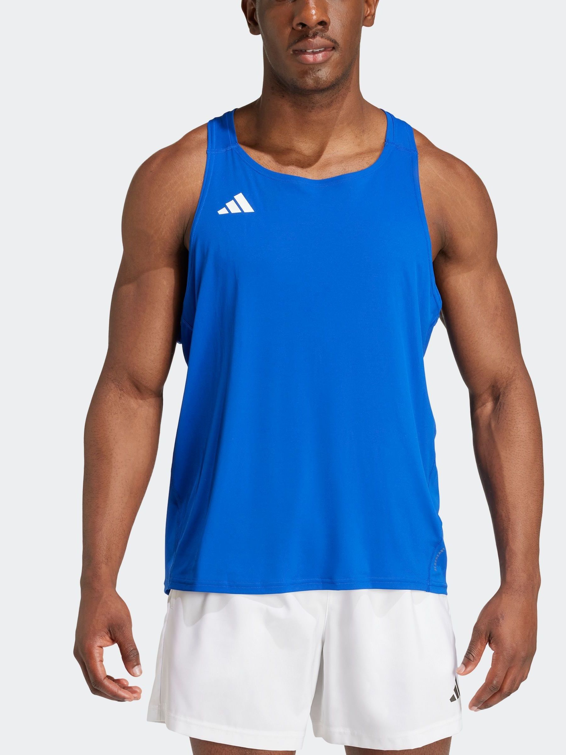 Buy adidas Blue Adizero Essentials Running Singlet Vest from the Next ...