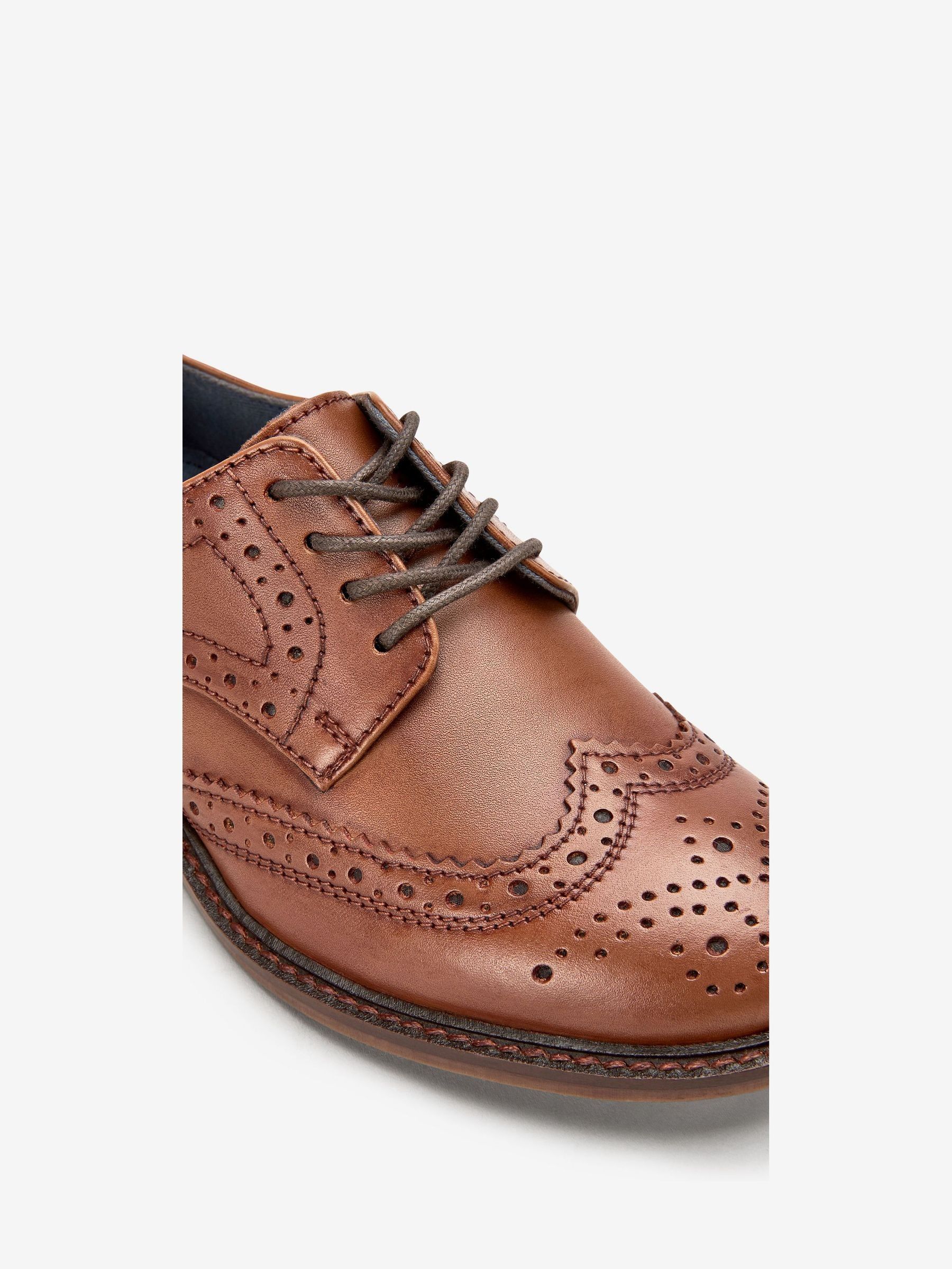 Buy Tan Brown Standard Fit (F) Leather Laceup Brogue Shoes from Next ...