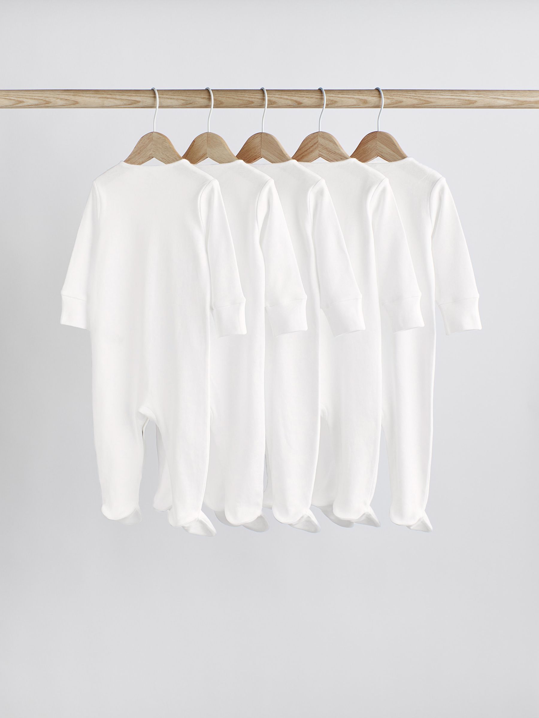 Buy White 5 Pack 100% Cotton Baby Sleepsuits (0-18mths) from Next Australia