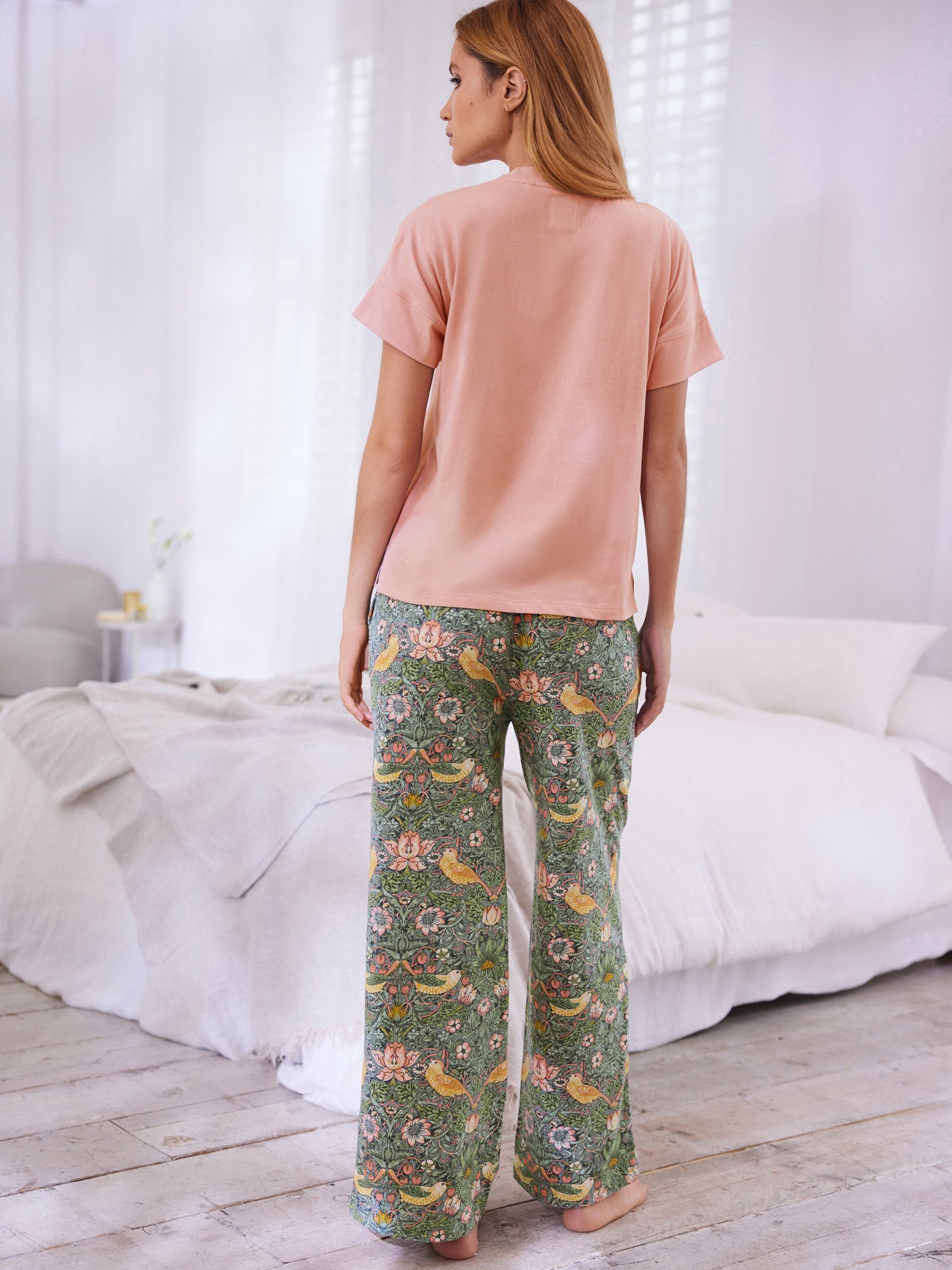 Buy Green/Pink Floral Morris & Co. 100% Cotton Pyjamas from Next Ireland