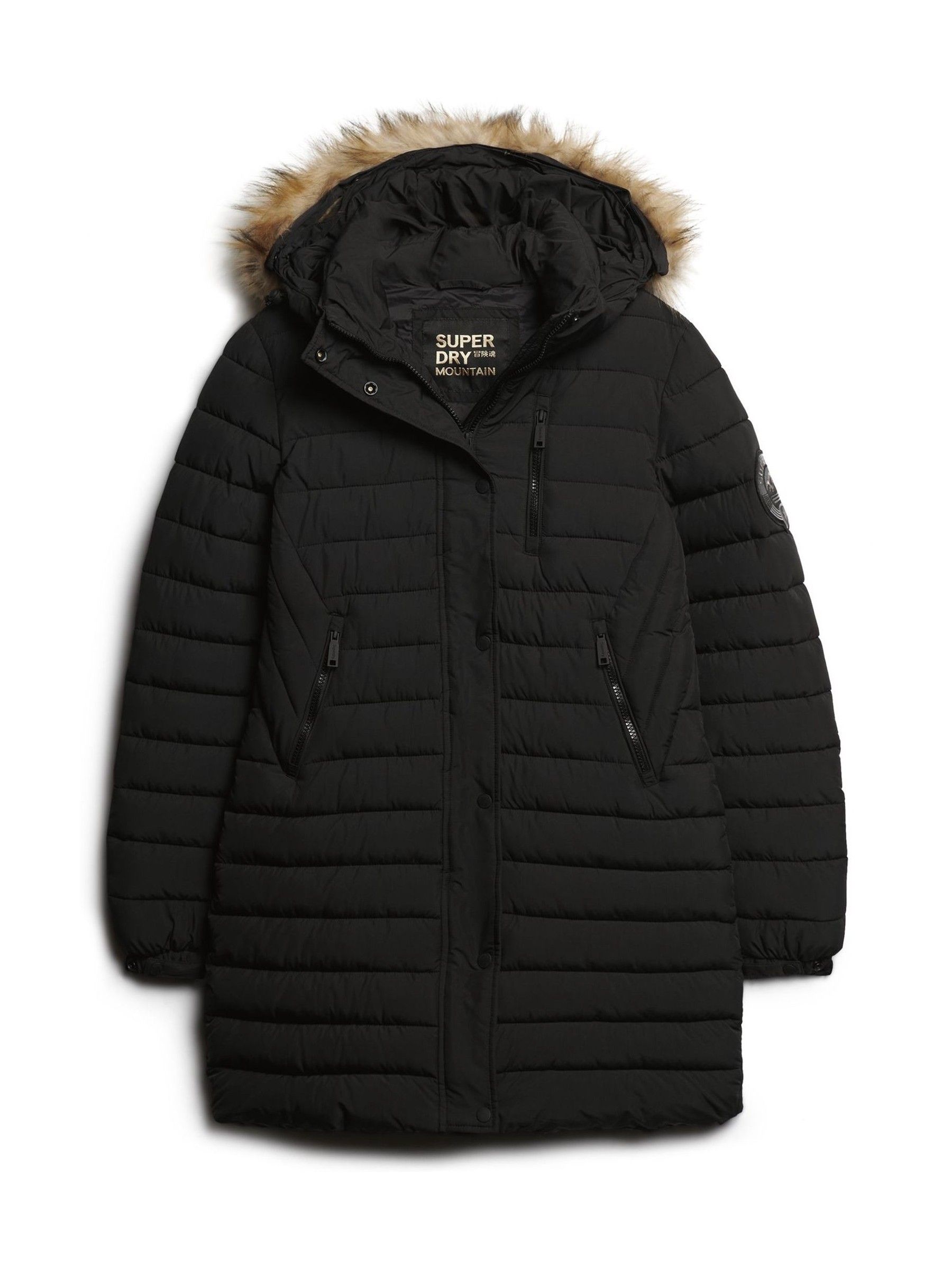 Buy Superdry Black Fuji Hooded Mid Length Puffer Jacket from Next Ireland