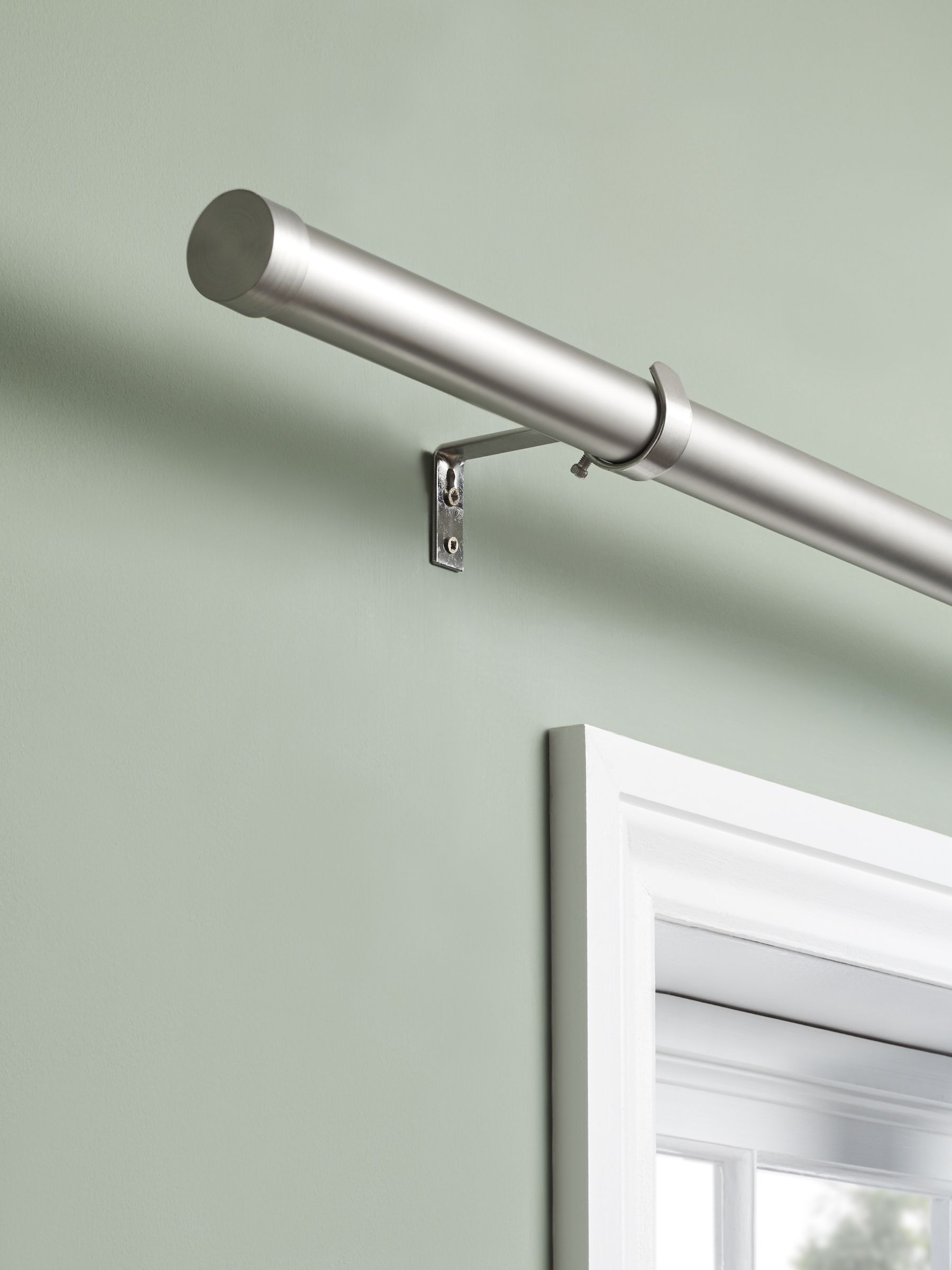 Buy Brushed Silver Stud Finial Extendable 35mm Curtain Pole Kit from ...