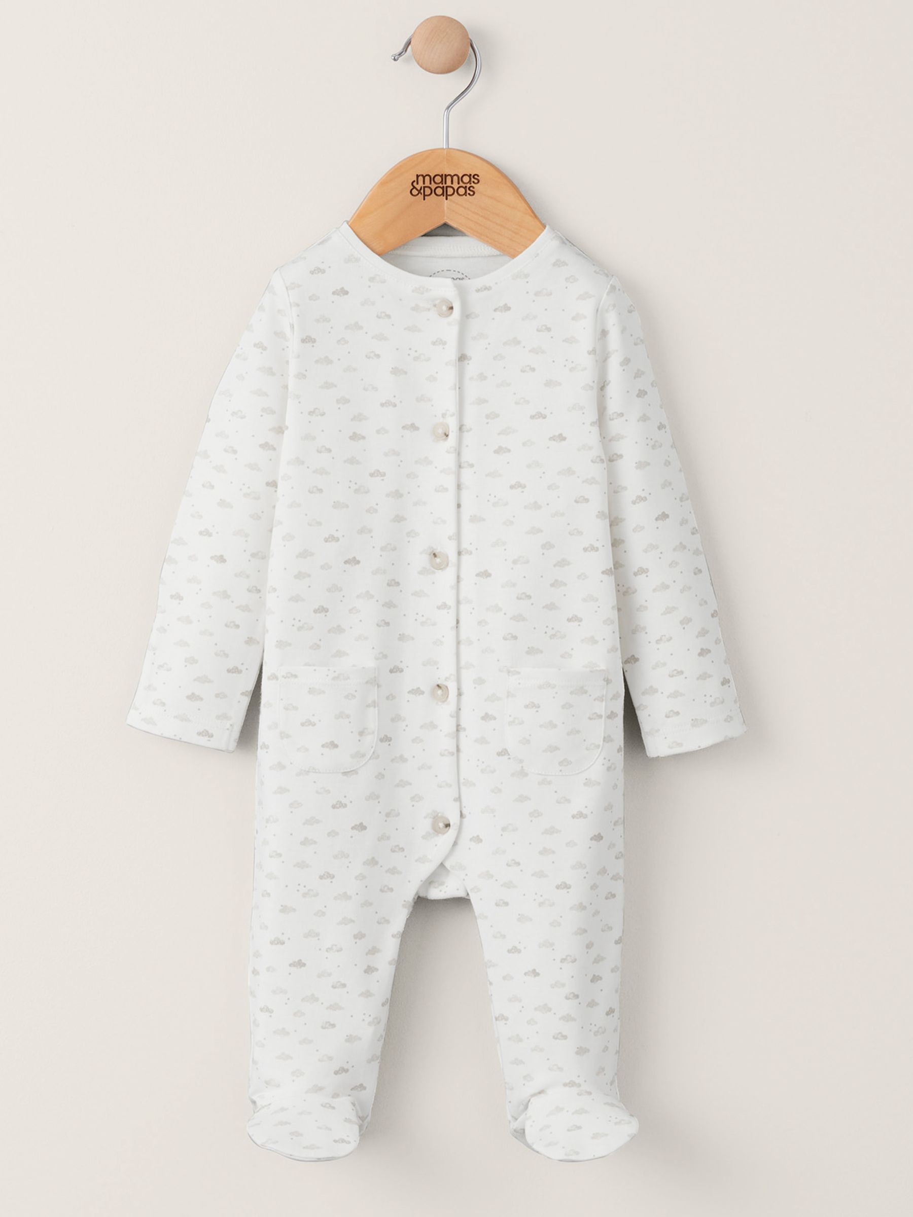 Buy Mamas & Papas Cloud Print Button Down 100% Cotton White All-In-One ...