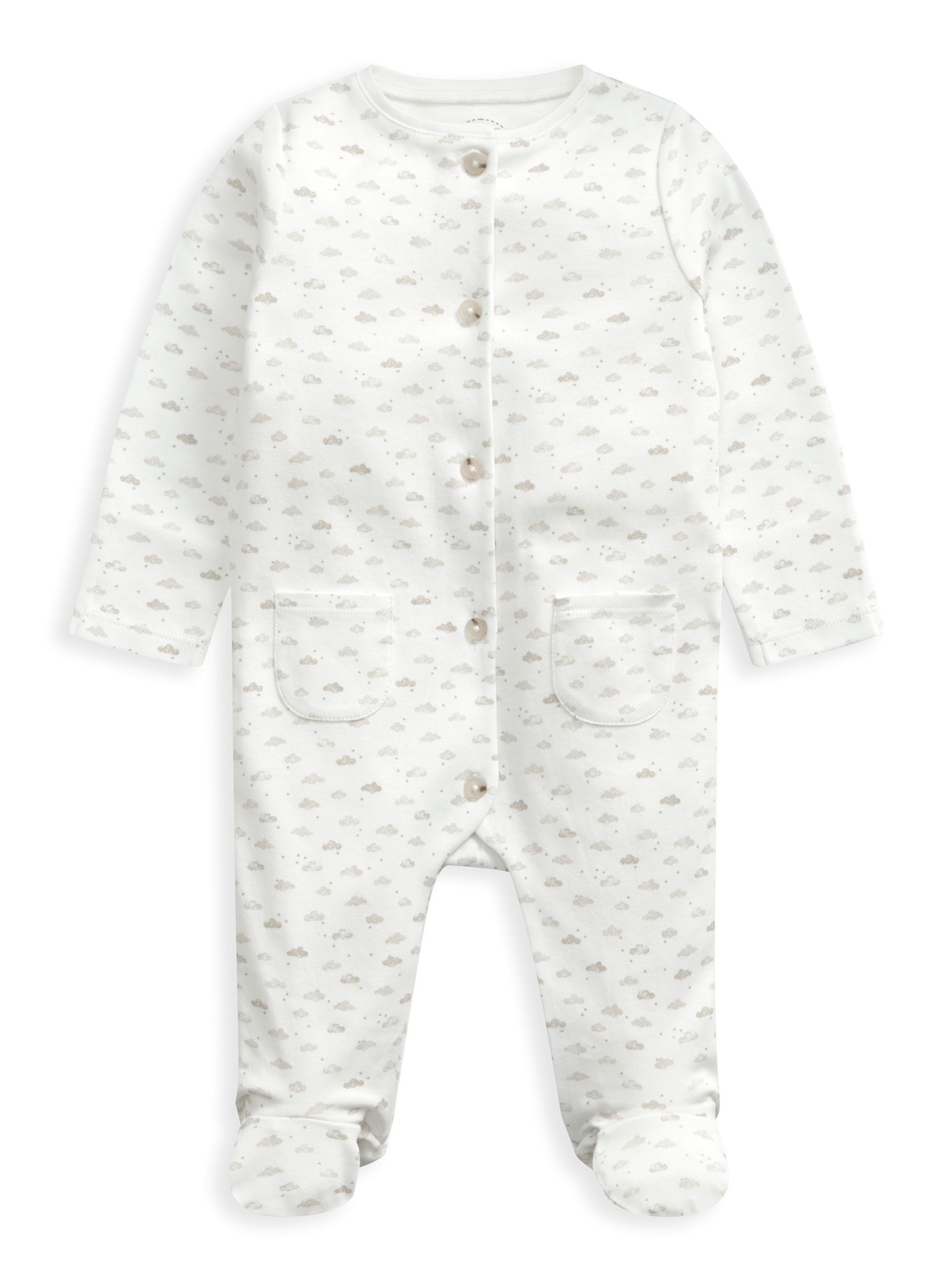 Buy Mamas & Papas Cloud Print Button Down 100% Cotton White All-In-One ...