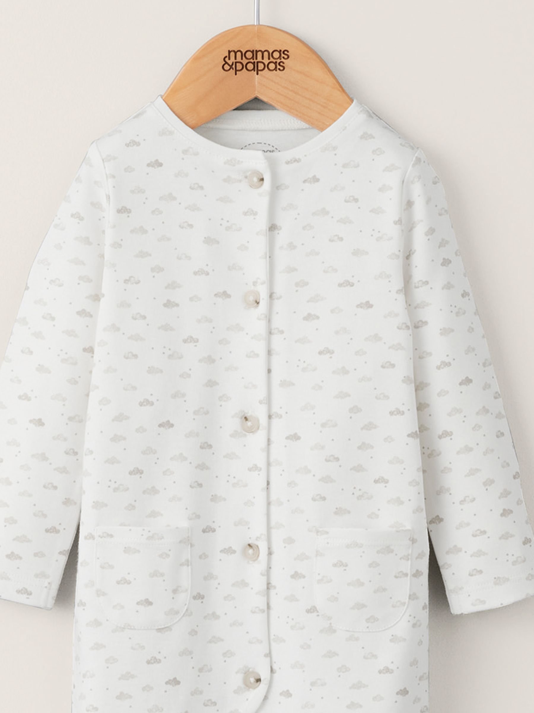 Buy Mamas & Papas Cloud Print Button Down 100% Cotton White All-In-One ...