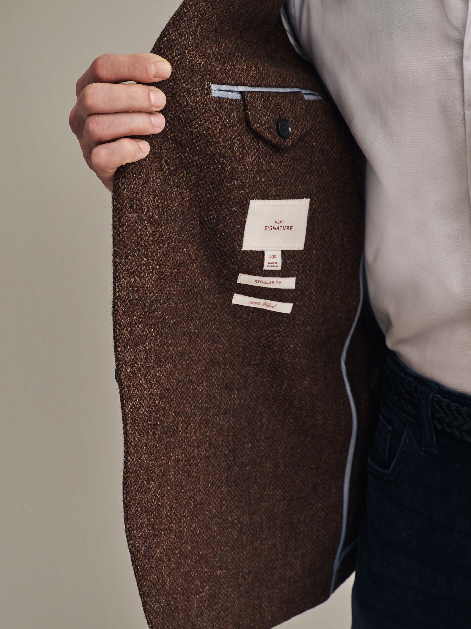 Buy Rust Brown Signature Moons British Wool Textured Blazer from the ...