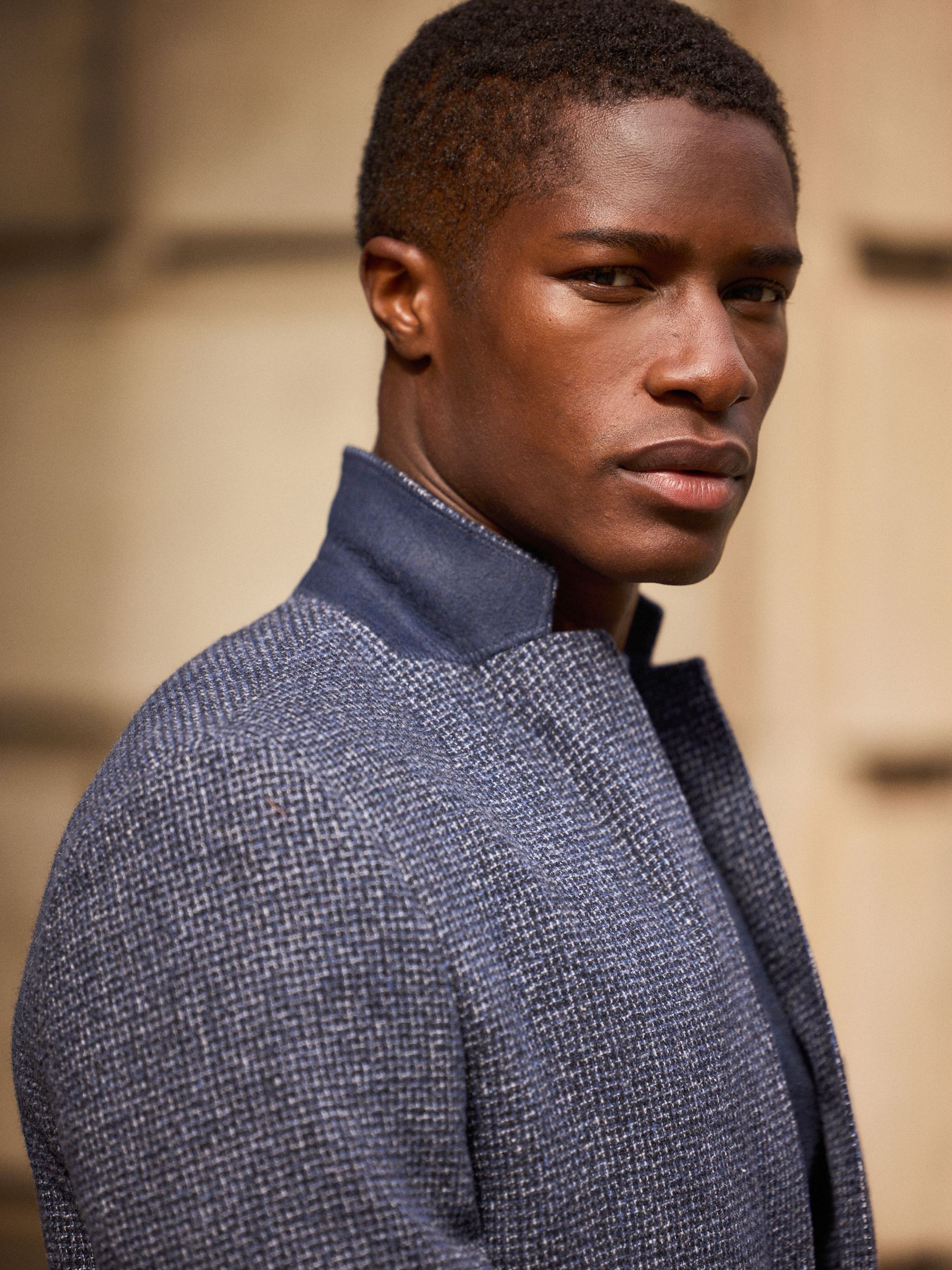 Buy Navy Blue Brushed Check Blazer With Wool from the Next UK online shop