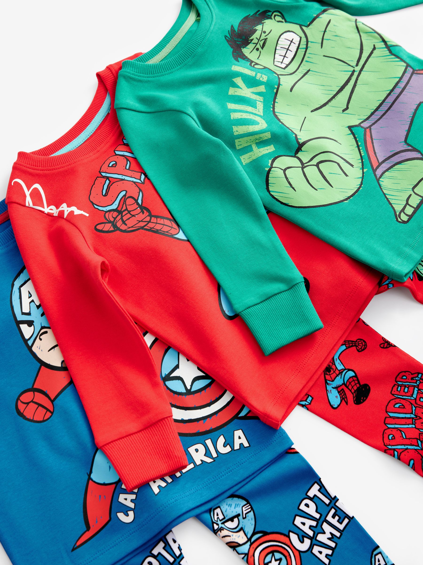 Buy Marvel Red/Green/Blue Snuggle Pyjamas 3 Pack (9mths-8yrs) from Next ...