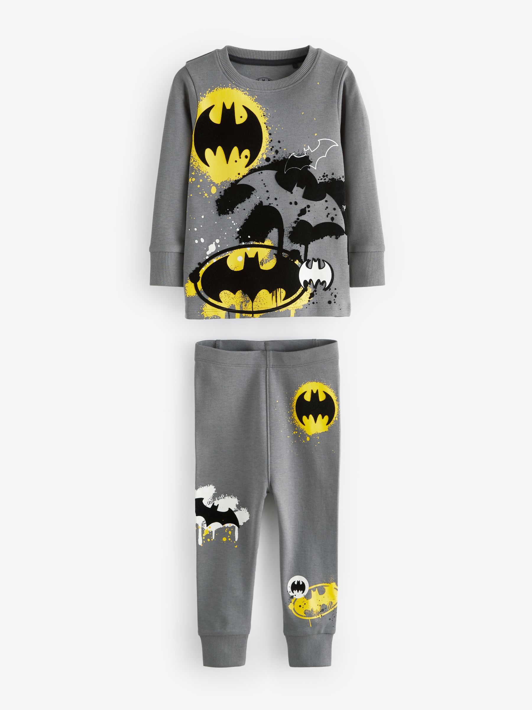 Buy Black/Grey/Yellow Batman 2 Pack Snuggle Pyjamas (9mths-10yrs) from ...