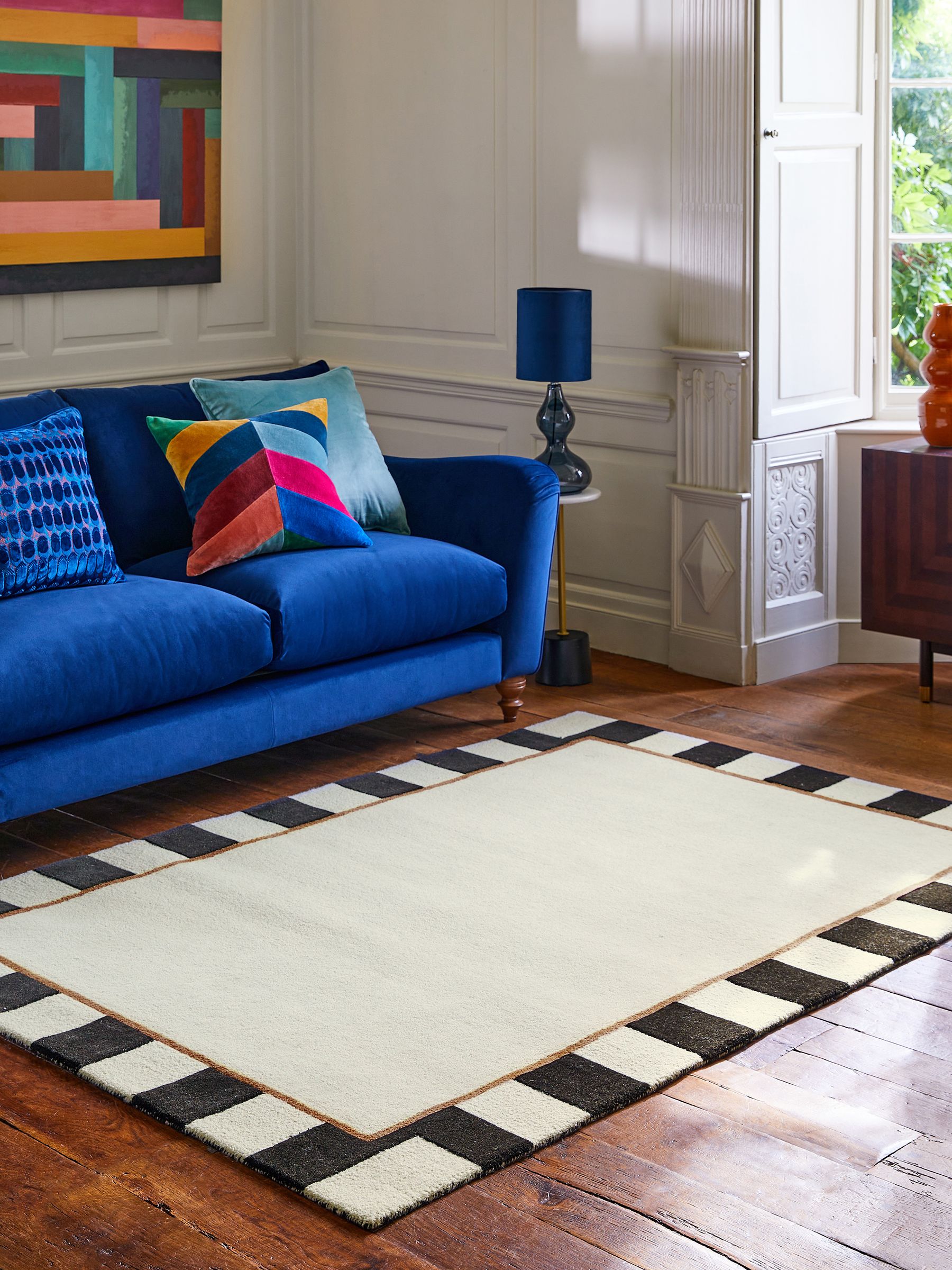Buy Monochrome Paloma Stripe Border Rug from the Next UK online shop