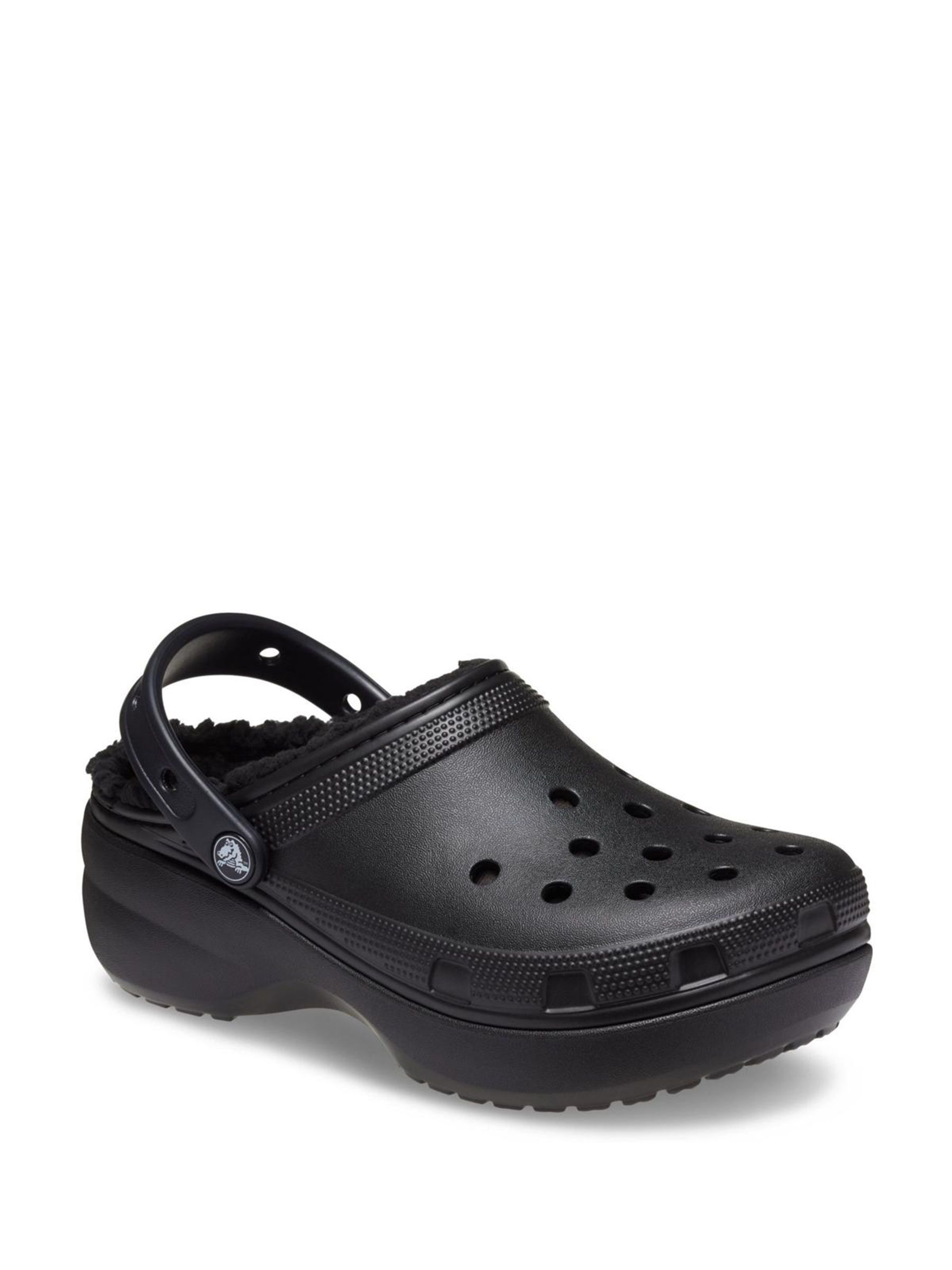 Buy Crocs Black Classic Fluffy Lined Platform Clogs from the Next UK ...