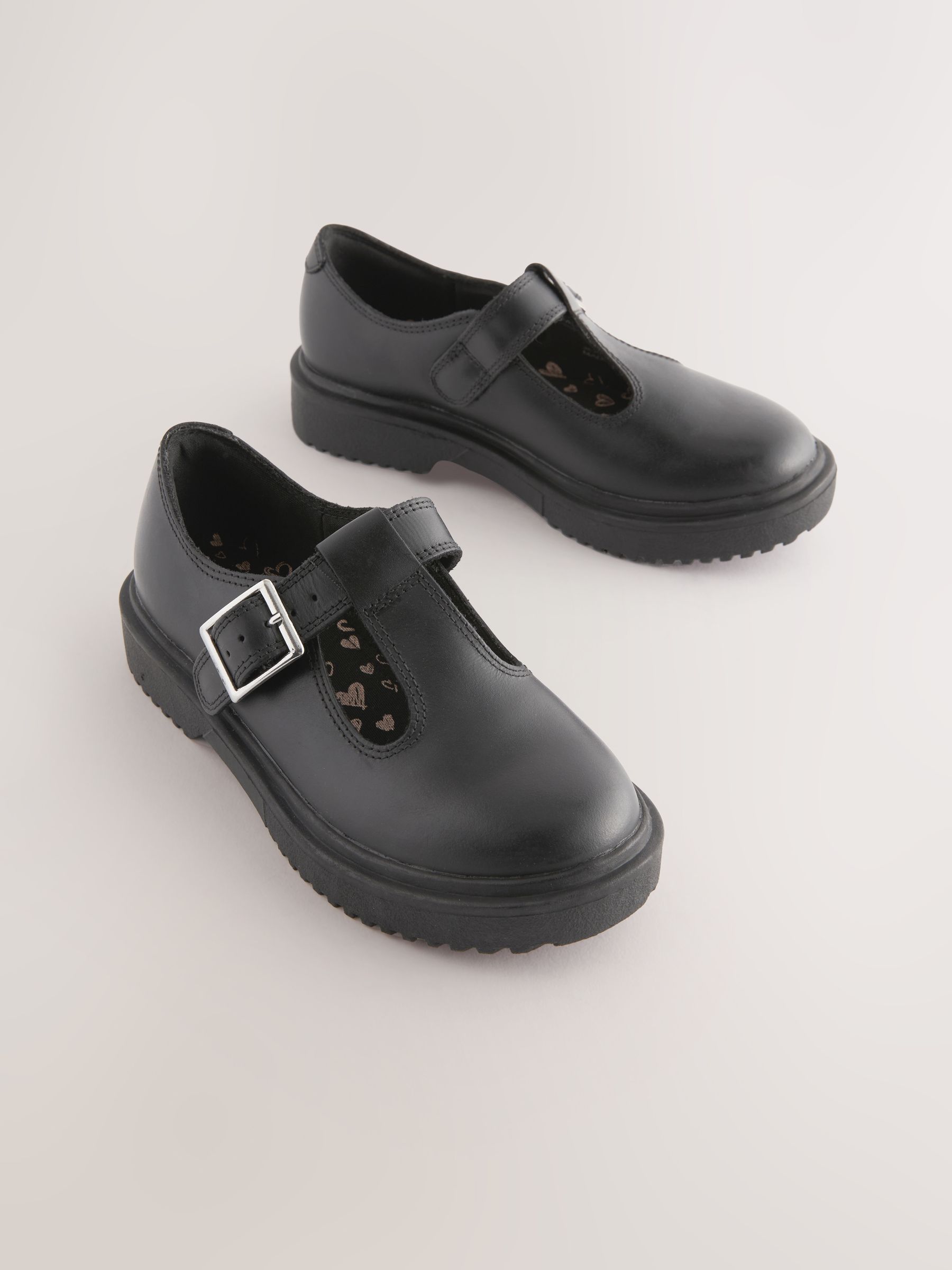 Buy Matt Black Leather T-Bar Chunky School Shoes from the Next UK ...