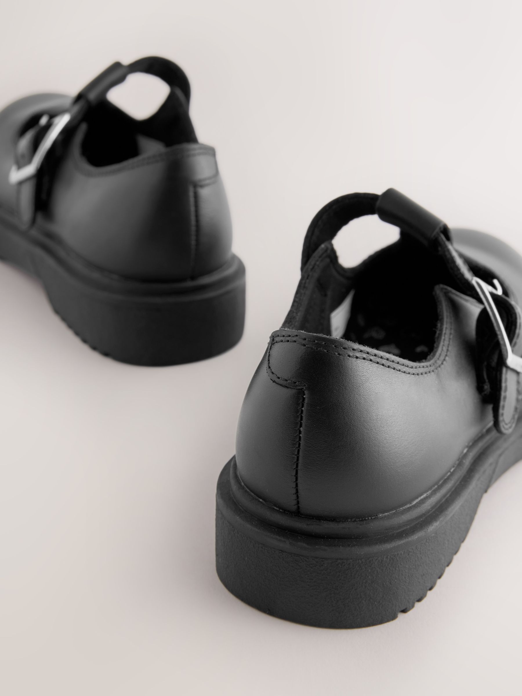 Buy Matt Black Leather T-Bar Chunky School Shoes from the Next UK ...