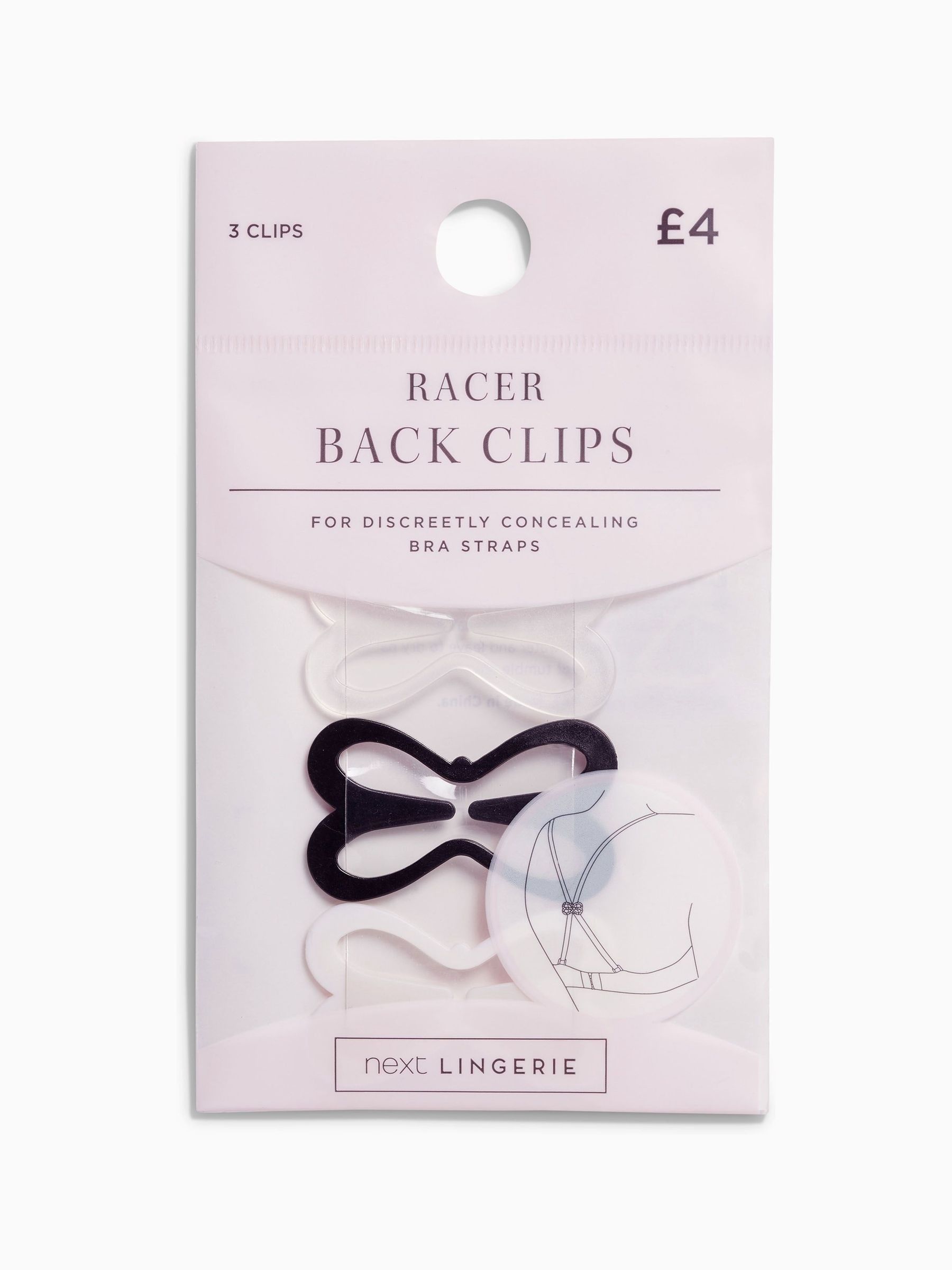 Buy Black/White/Clear Racer Back Clips Three Pack from the Next UK ...