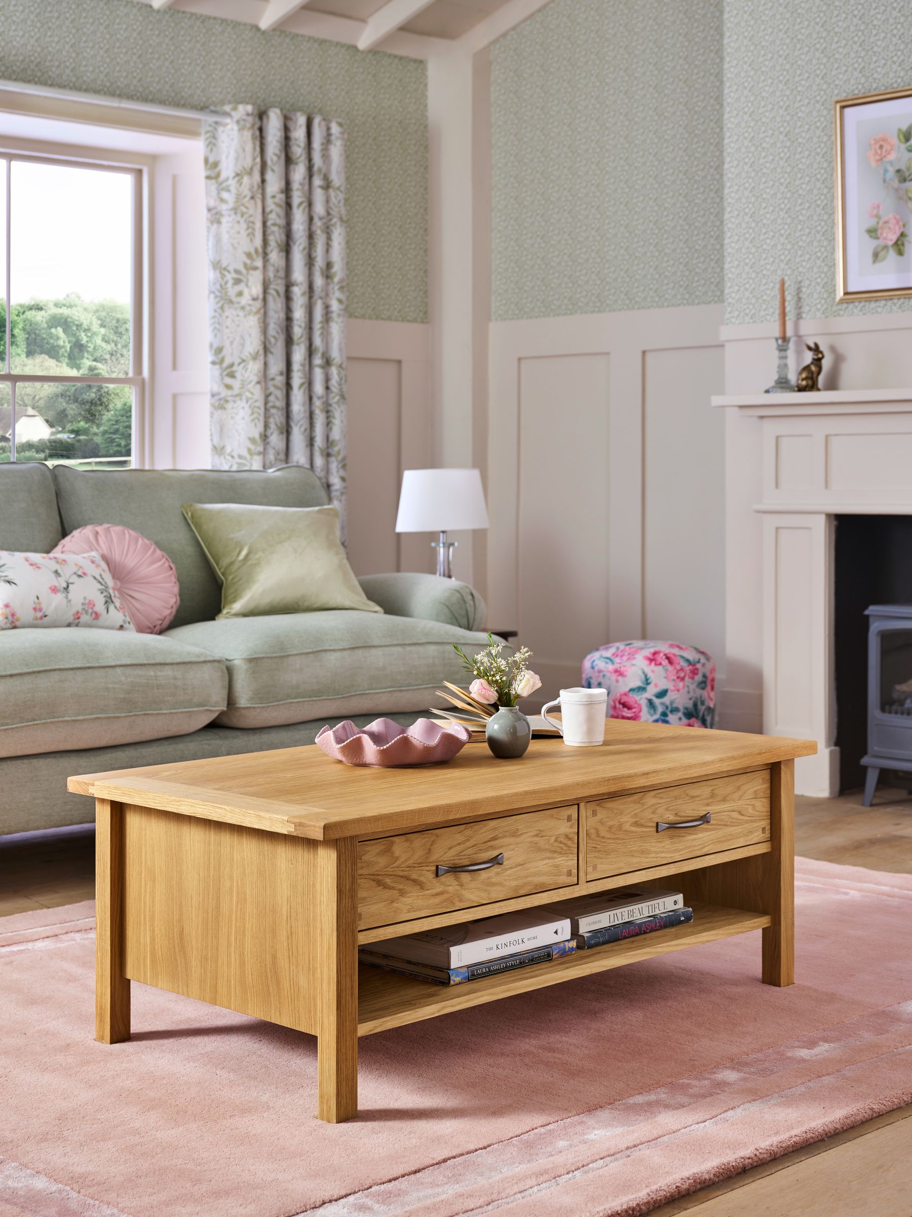 Buy Laura Ashley Oak Milton 2 Drawer Coffee Table from the Next UK online shop
