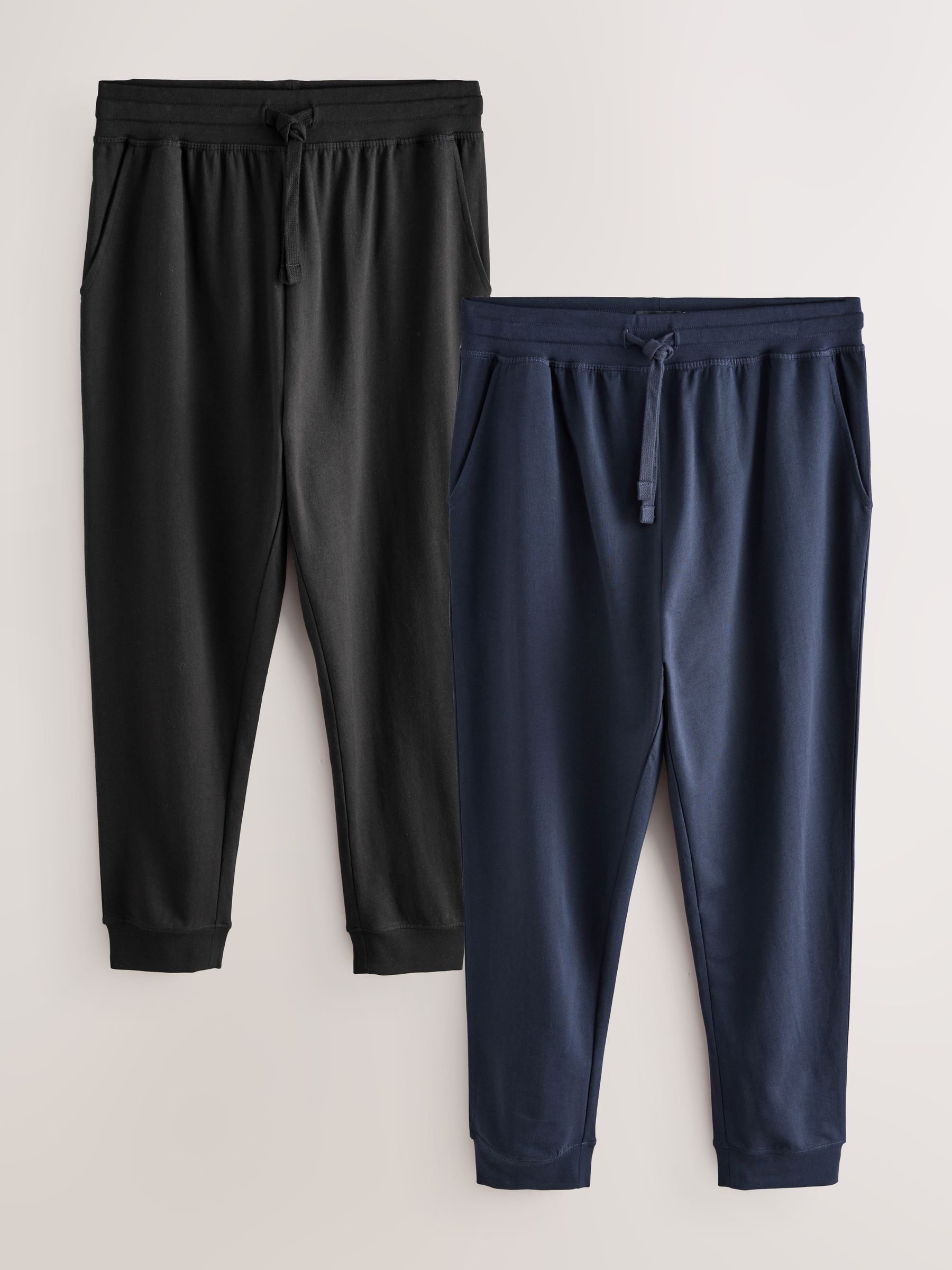 Buy Black/Navy - Cuffed - Loopback Open Joggers 2 Pack from Next Israel