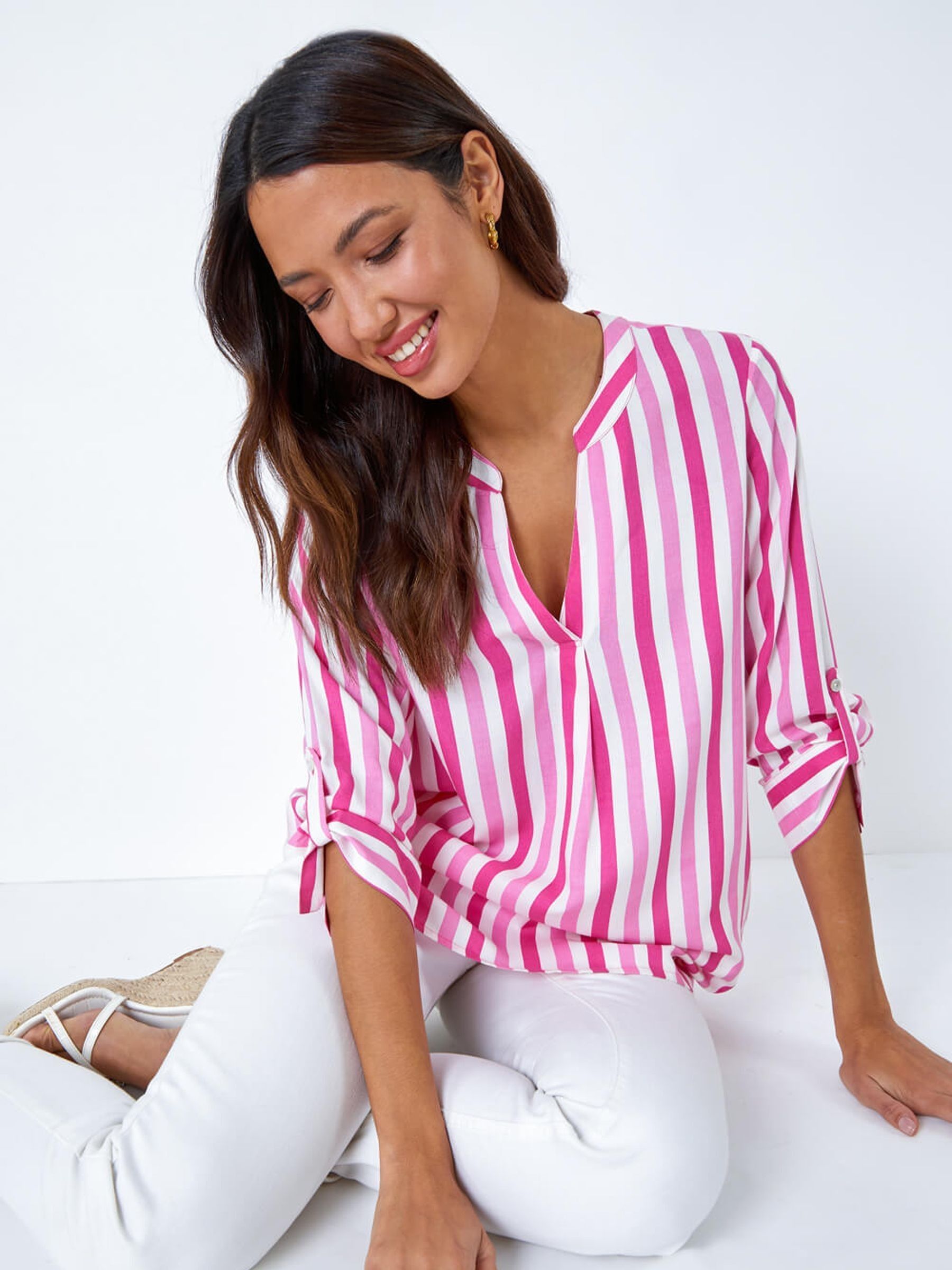 Buy Roman Pink Stripe Print Pleat Detail Tunics from the Next UK online ...