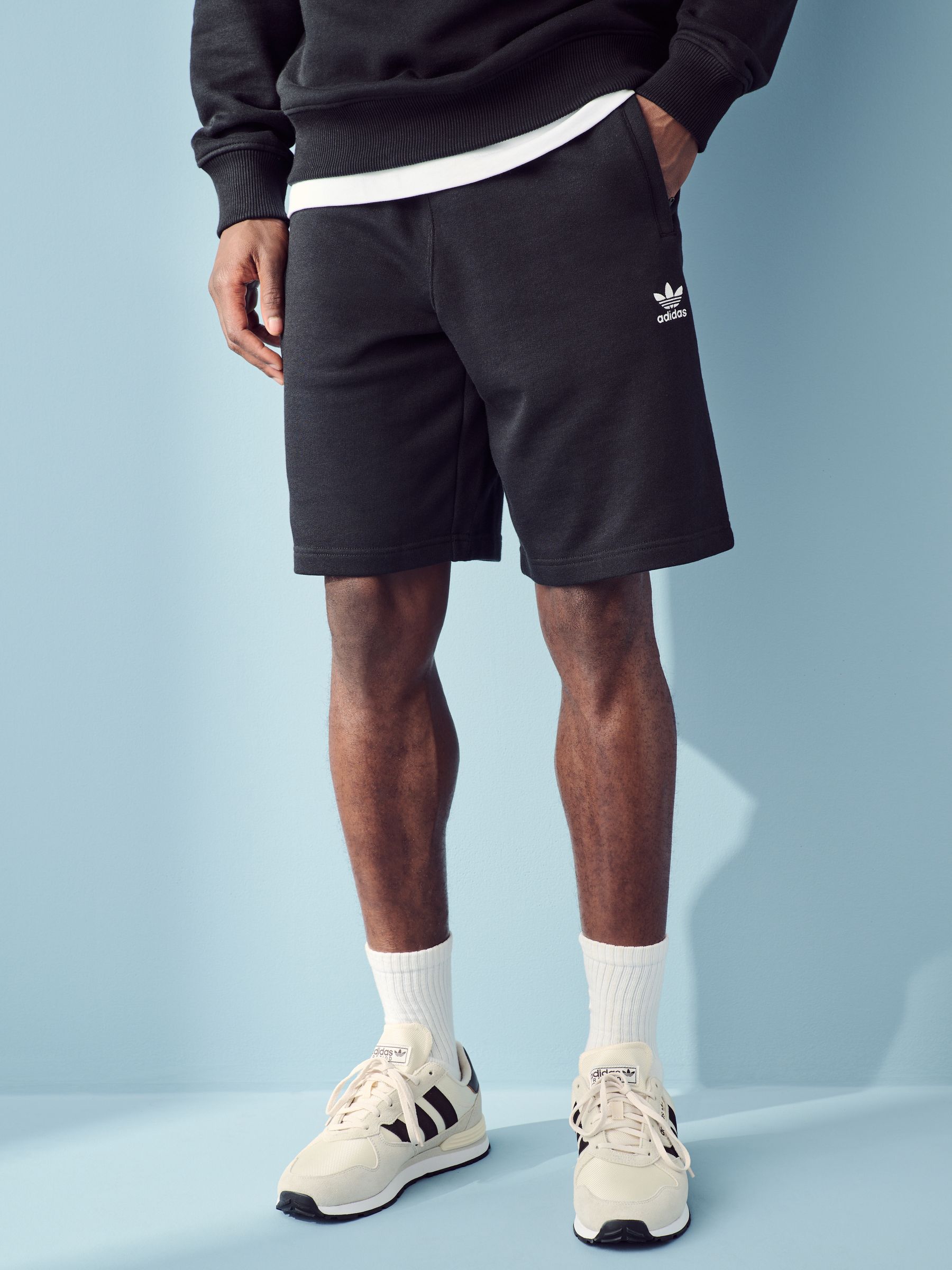 Buy adidas Orignal Black Essentials Trefoil Shorts from the Next UK ...
