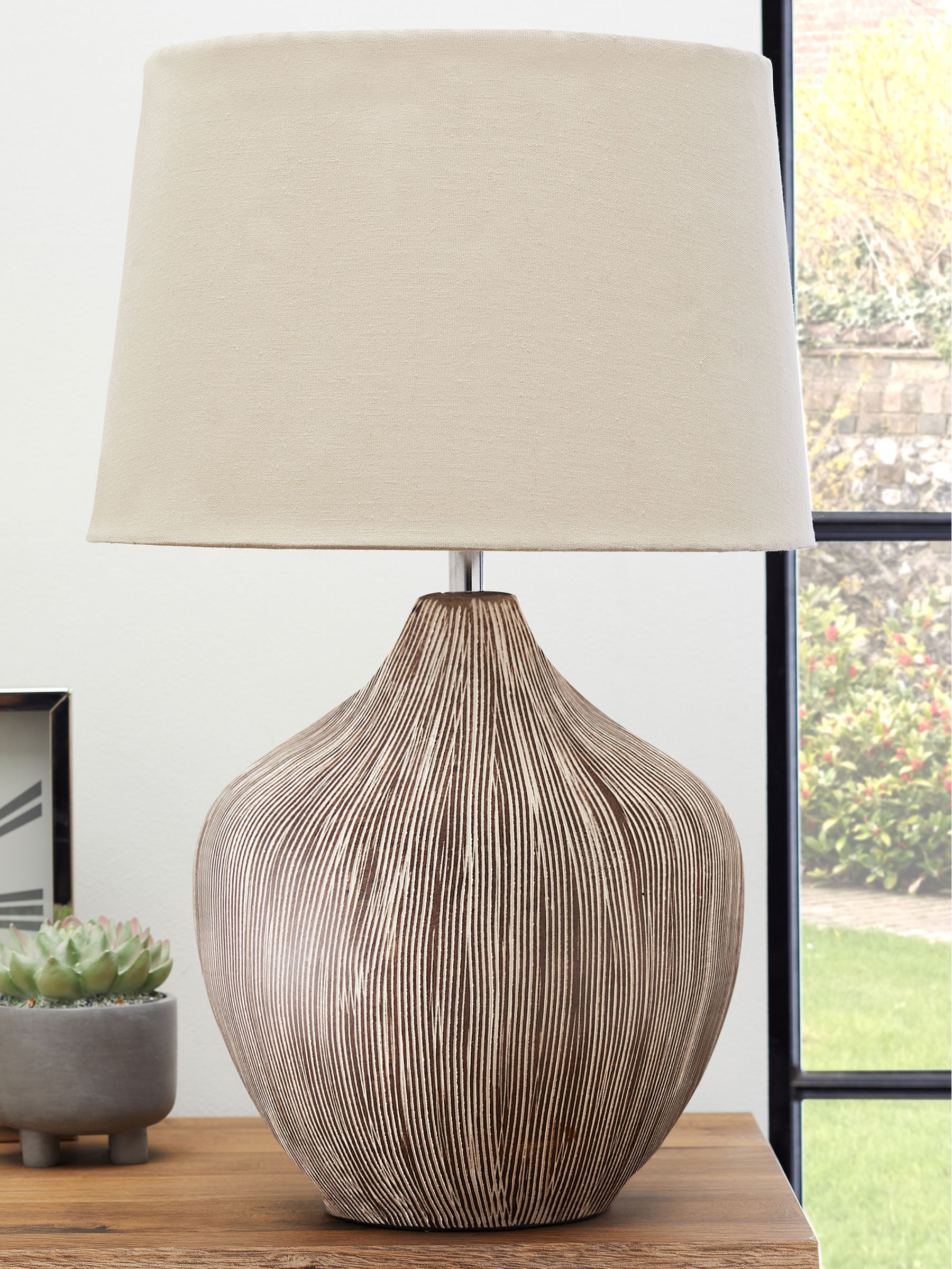 Buy Cream Scratch Ceramic Large Table Lamp from the Next UK online shop