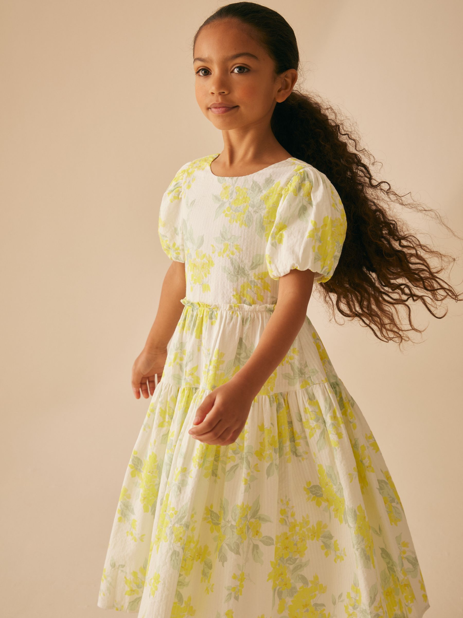 Buy Laura Ashley Yellow/White Blossom Floral Print Prom Dress from the ...