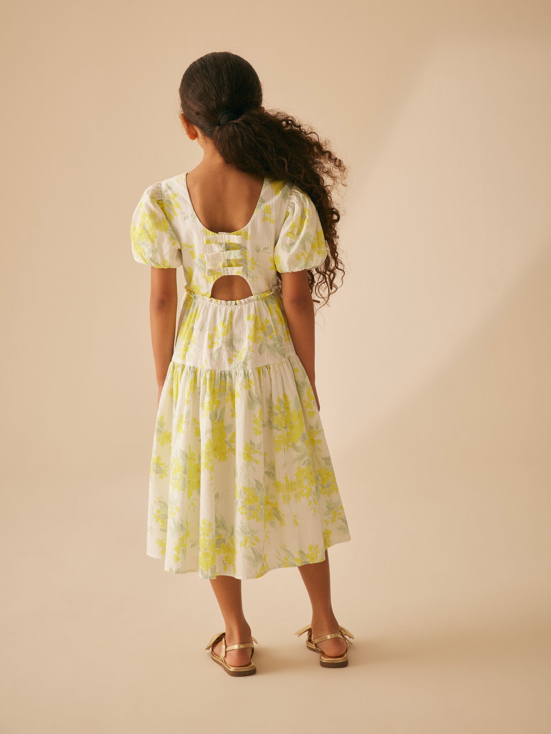 Buy Laura Ashley Yellow/White Blossom Floral Print Prom Dress from the ...