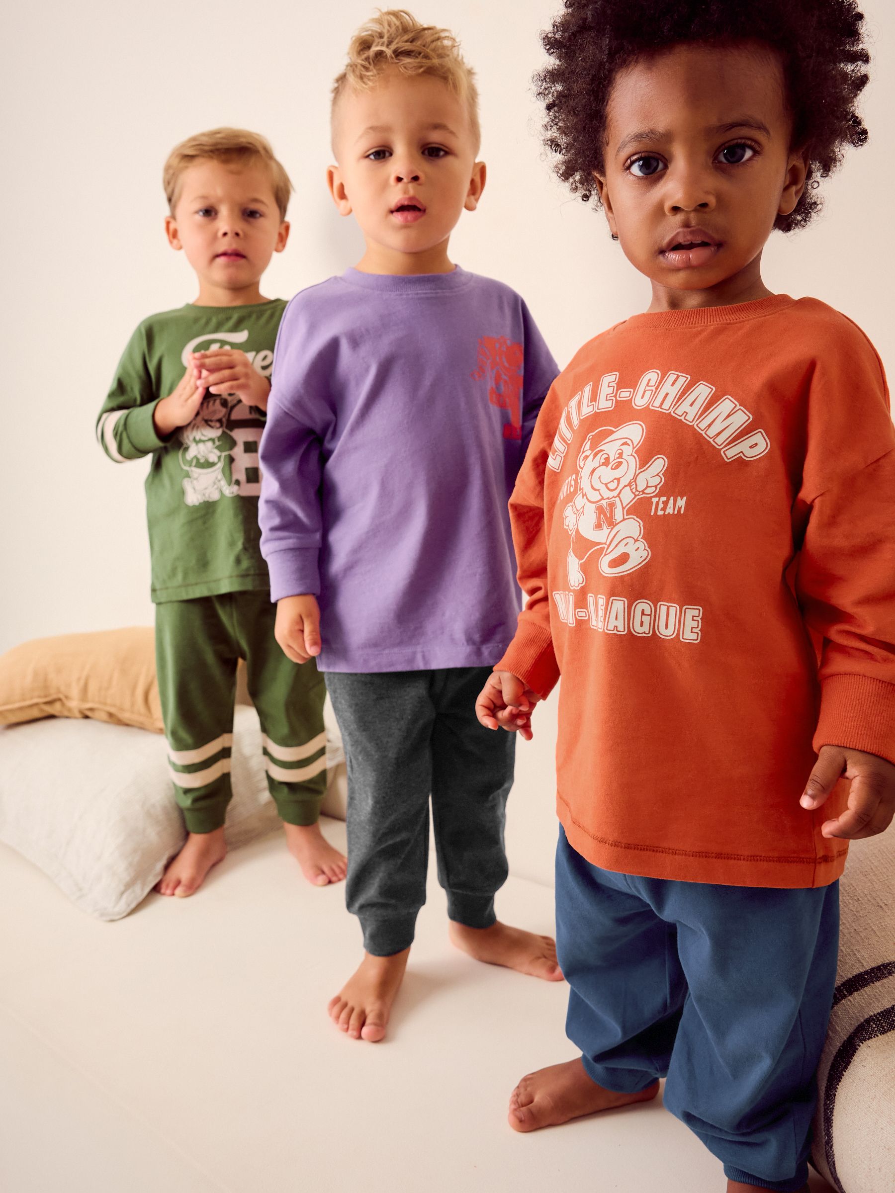 Buy Multi Bright Varsity Oversized Pyjamas 3 Pack (9mths-10yrs) from ...