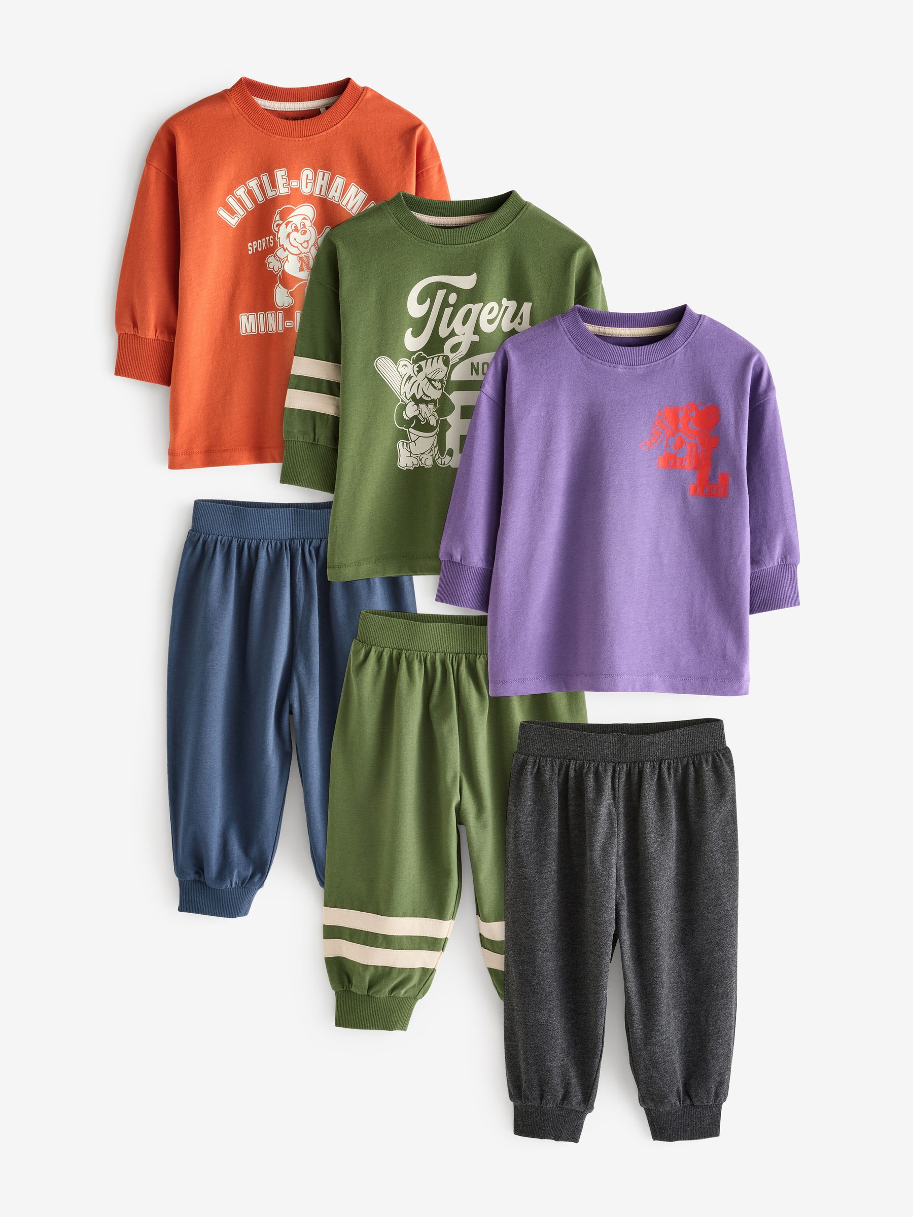 Buy Multi Bright Varsity Oversized Pyjamas 3 Pack (9mths-10yrs) from ...