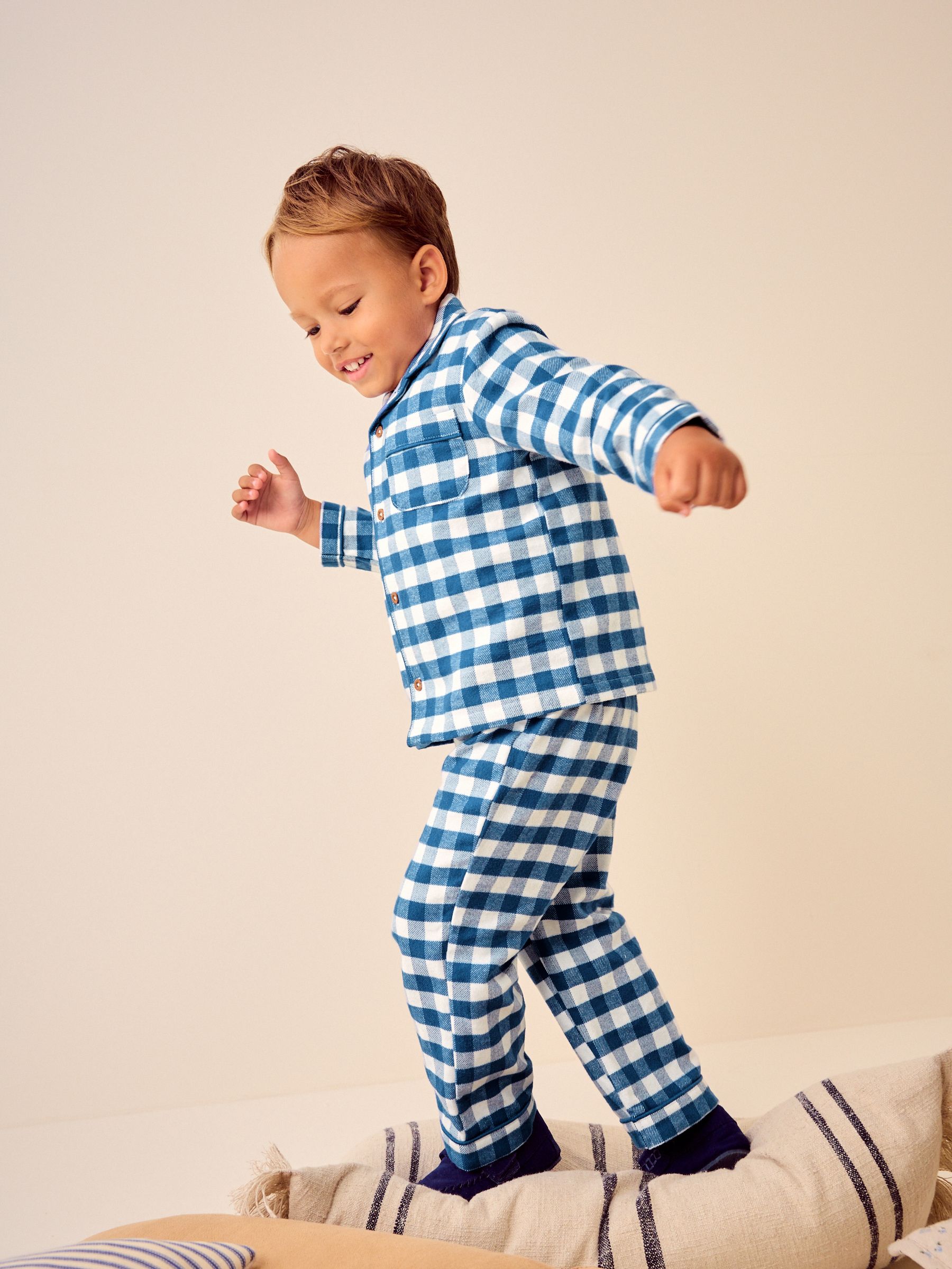 Buy Blue/White Check Button Down Pyjamas (9mths-10yrs) from the Next UK ...