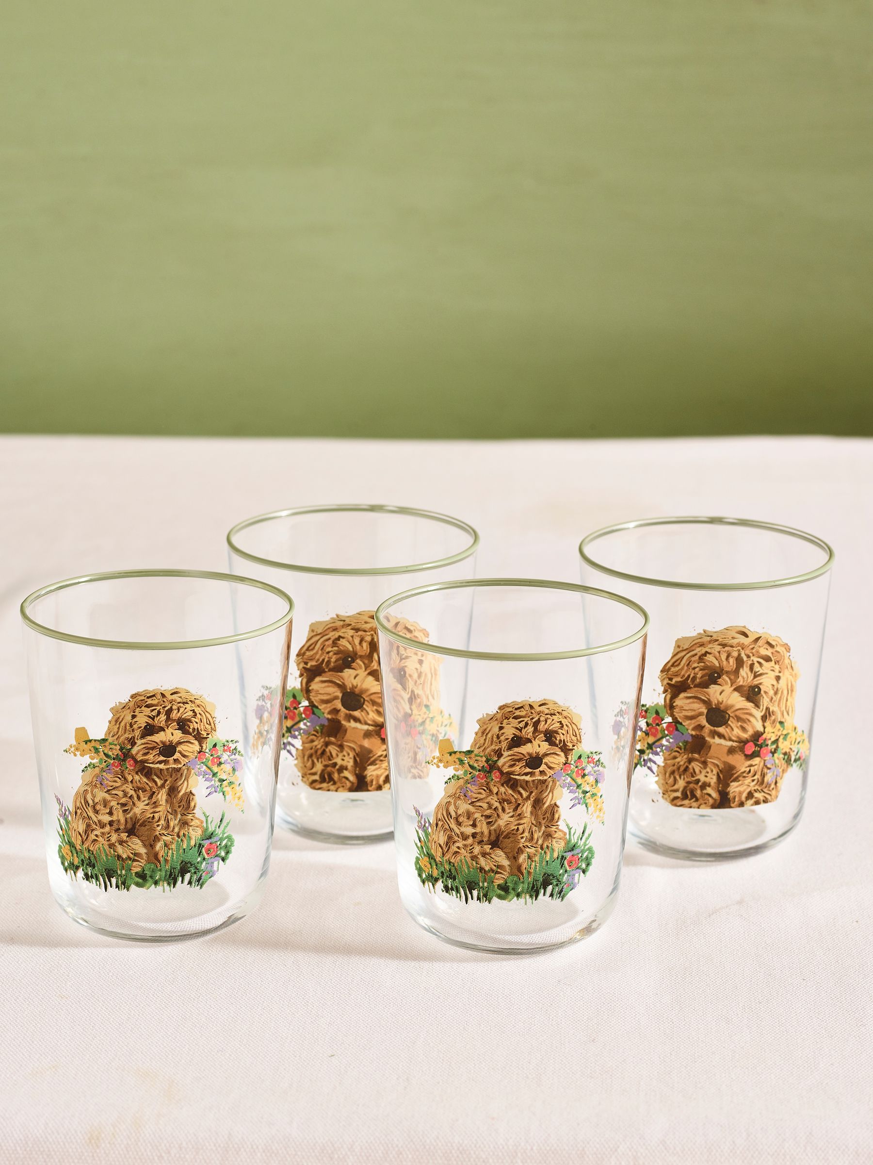Buy Sage Green Charlie the Cockapoo Tumbler Glasses Set Of 4 from the ...