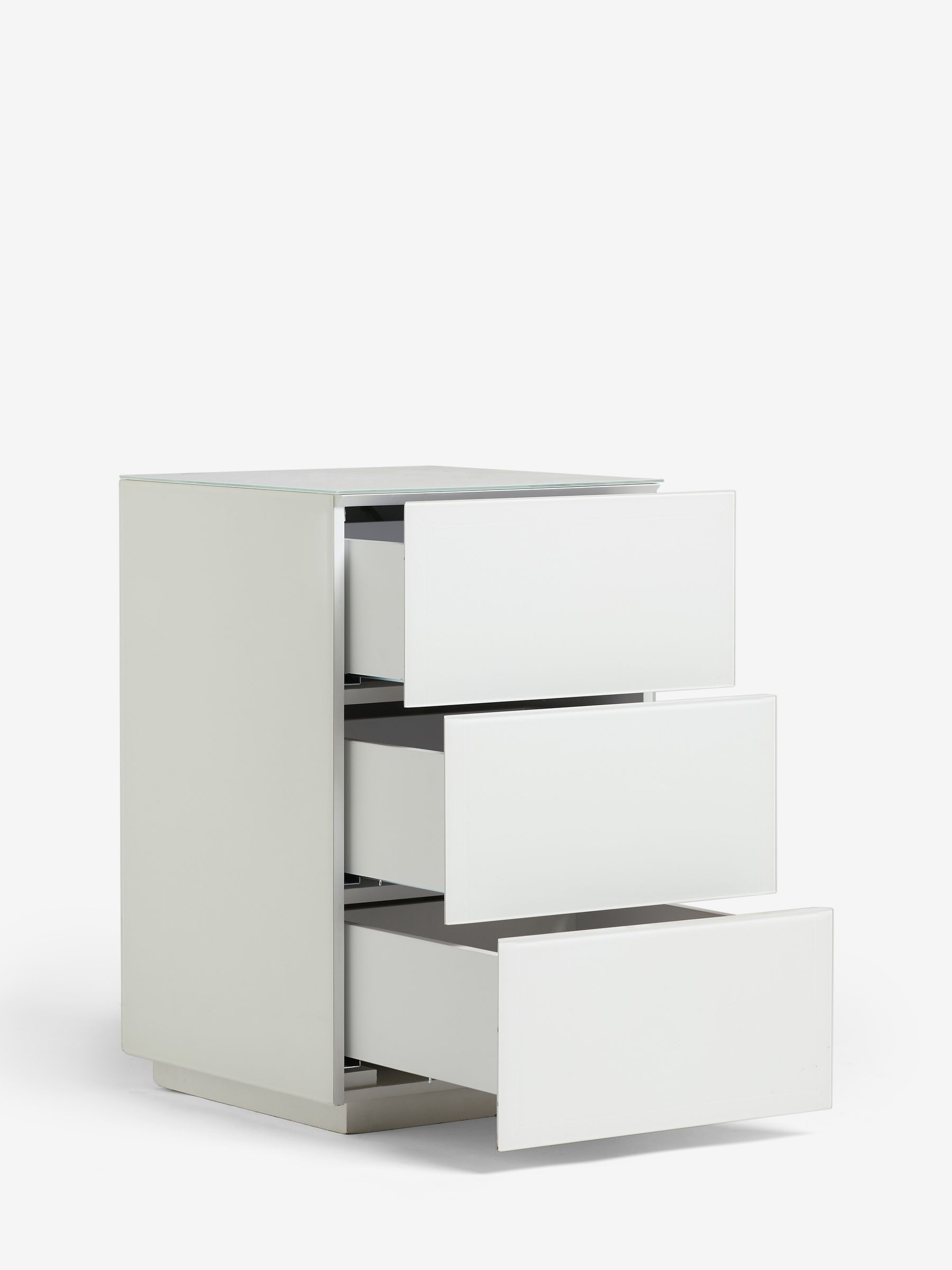 Buy White Sloane Glass Collection Luxe 3 Drawer Bedside Table from Next ...