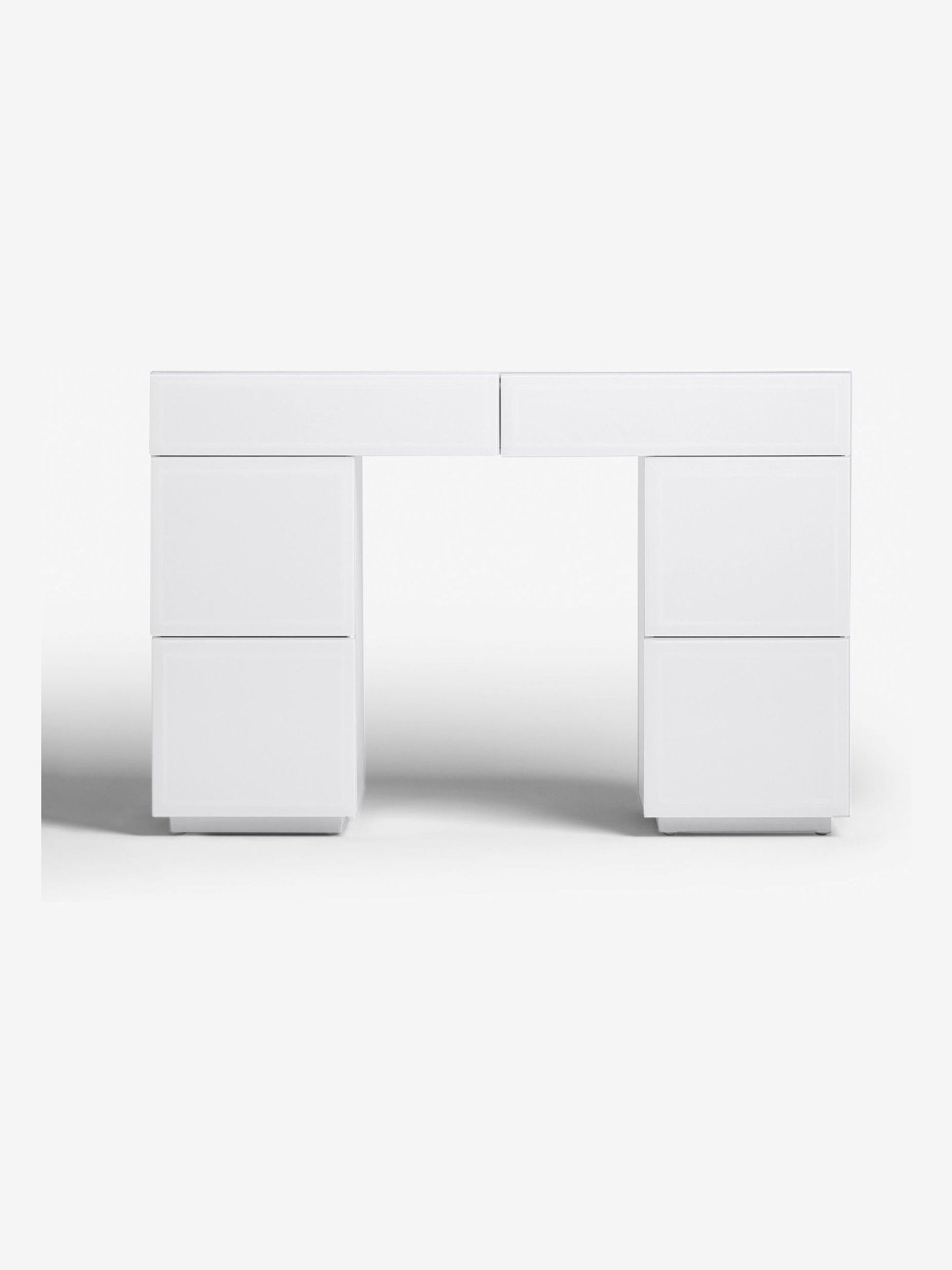 Buy White Sloane Glass Collection Luxe 6 Drawer Console Dressing Table ...