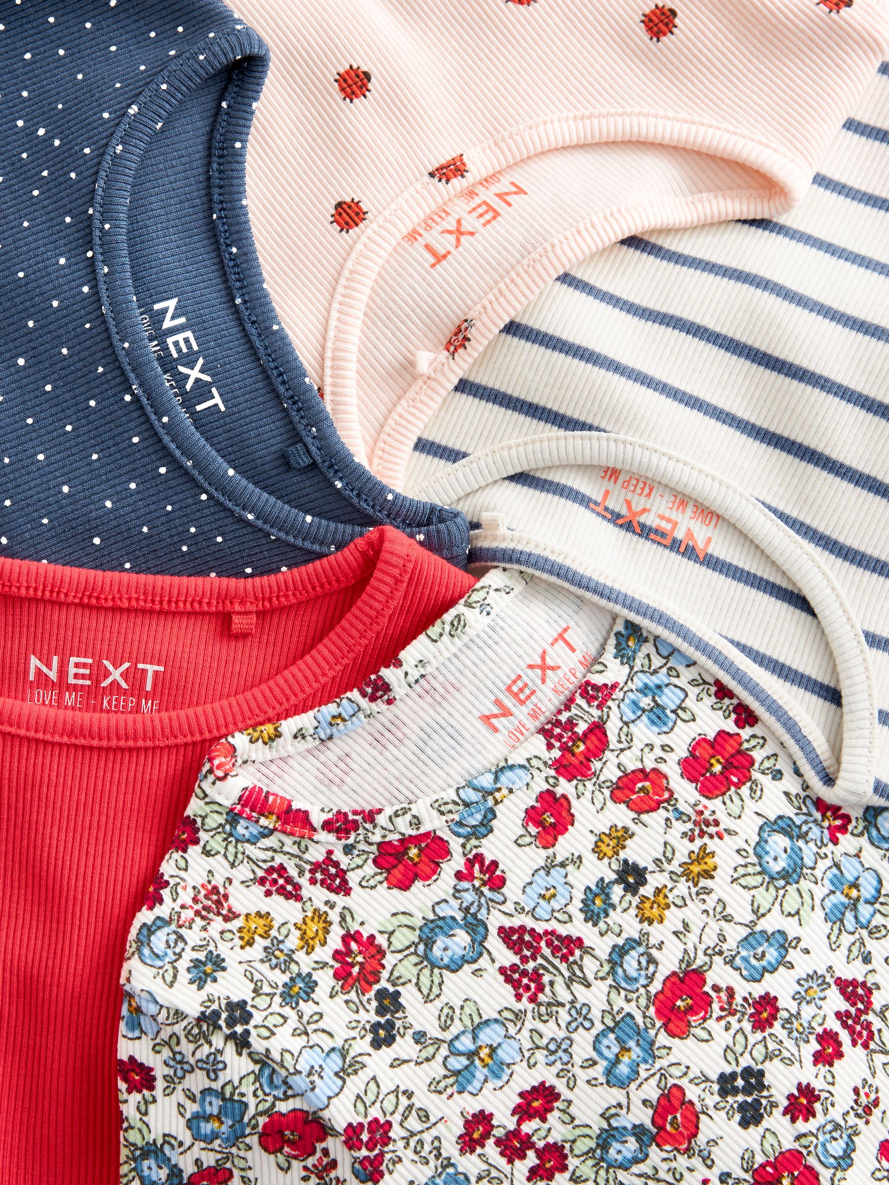 Buy Navy Ribbed Long Sleeve Tops 5 Pack (3mths-7yrs) from Next Ireland