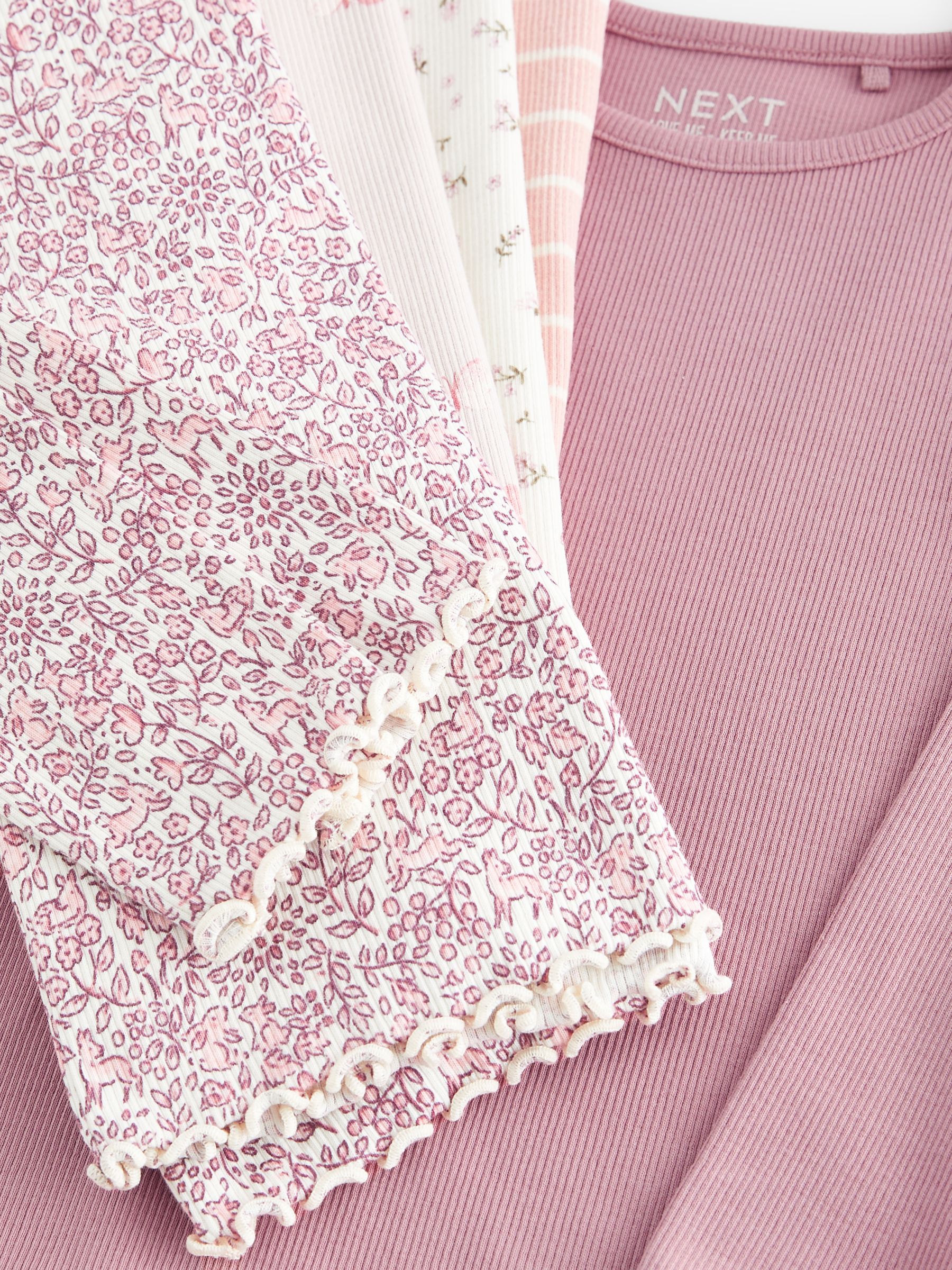 Buy Pink Ribbed Long Sleeve Tops 5 Pack (3mths-7yrs) from Next United ...