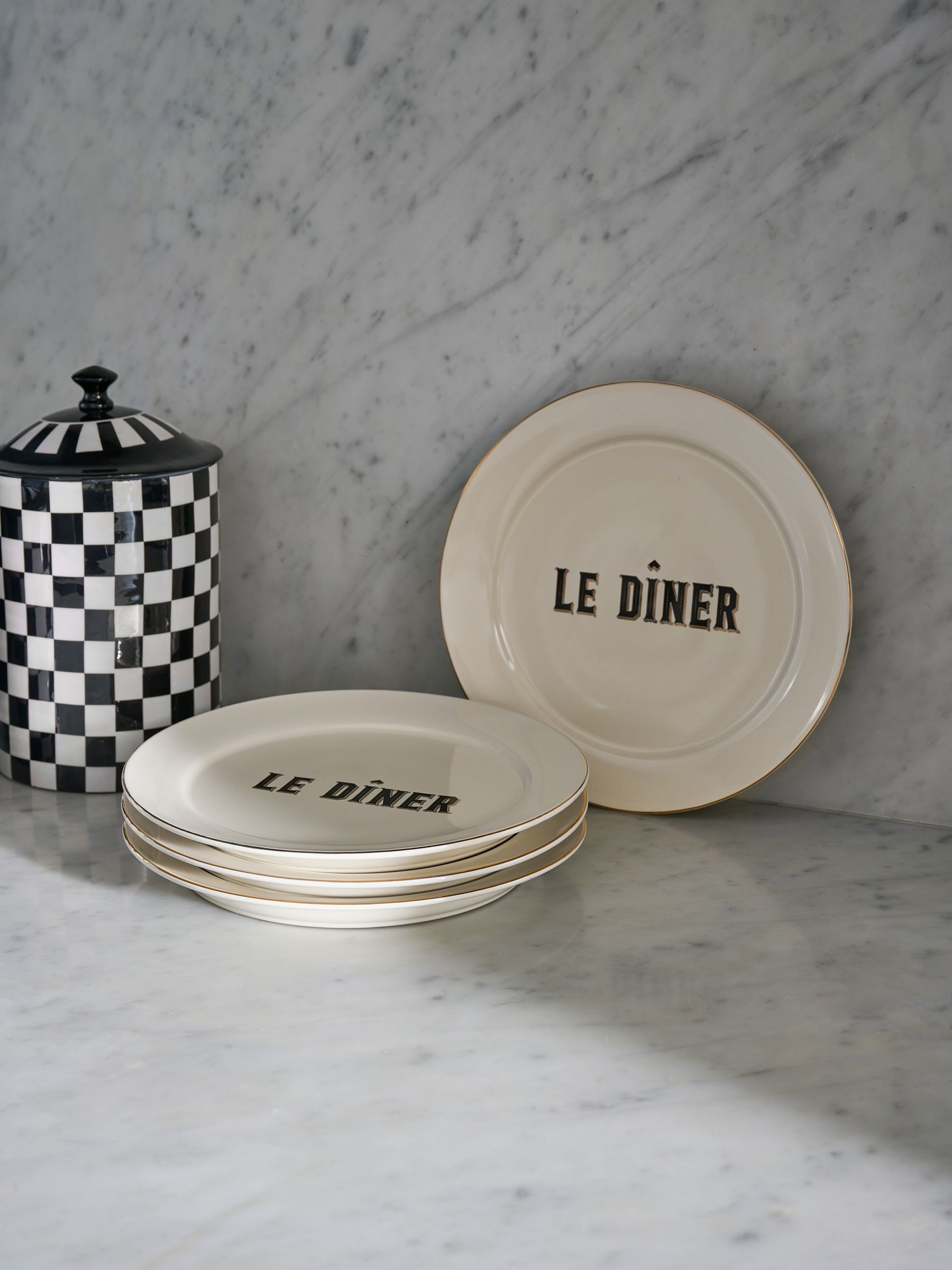 Buy Rockett St George White Parisian Bistro Set of 4 Dinner Plates from ...